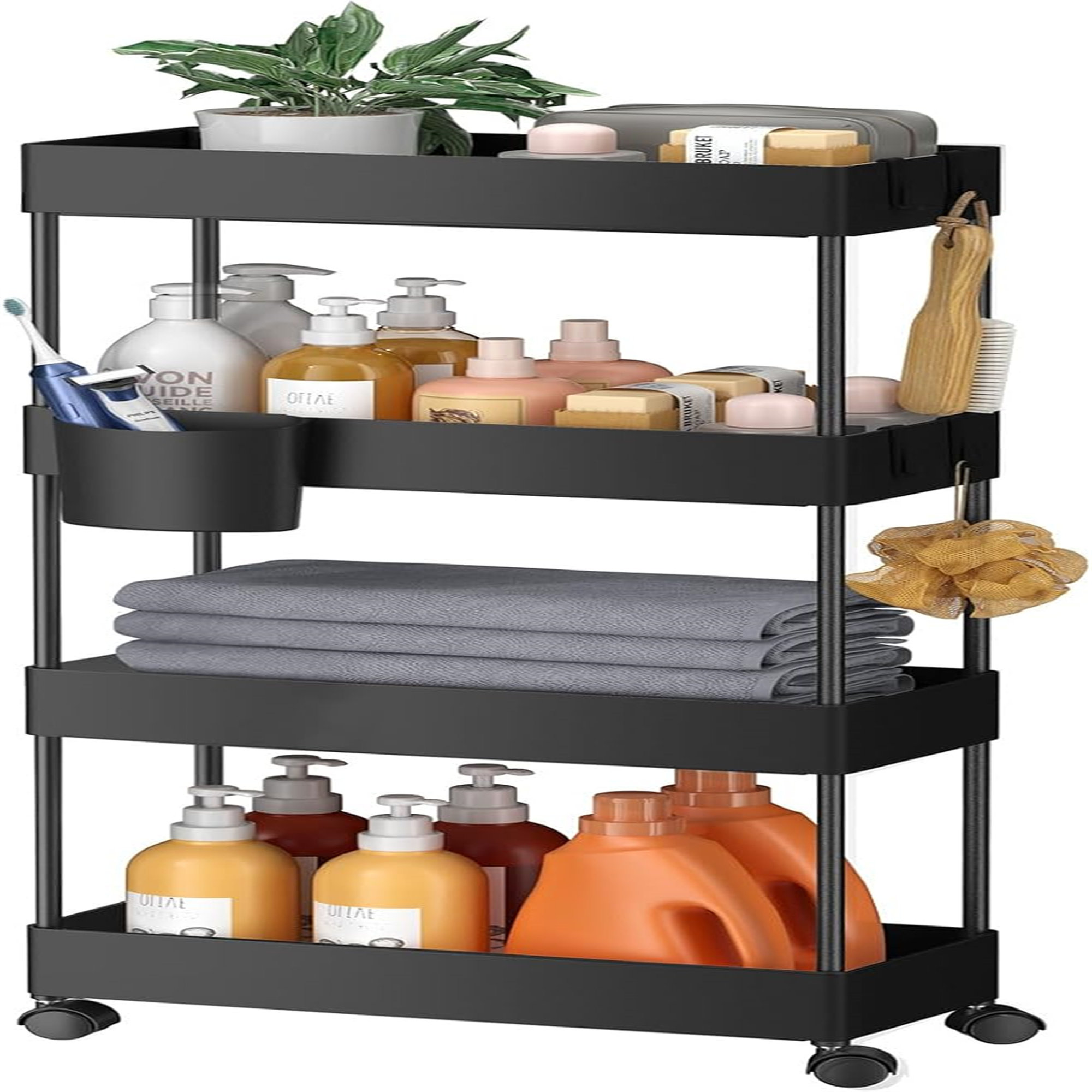 SUBORM Bathroom Storage Trolley, Slim Storage Trolley with Wheels ...