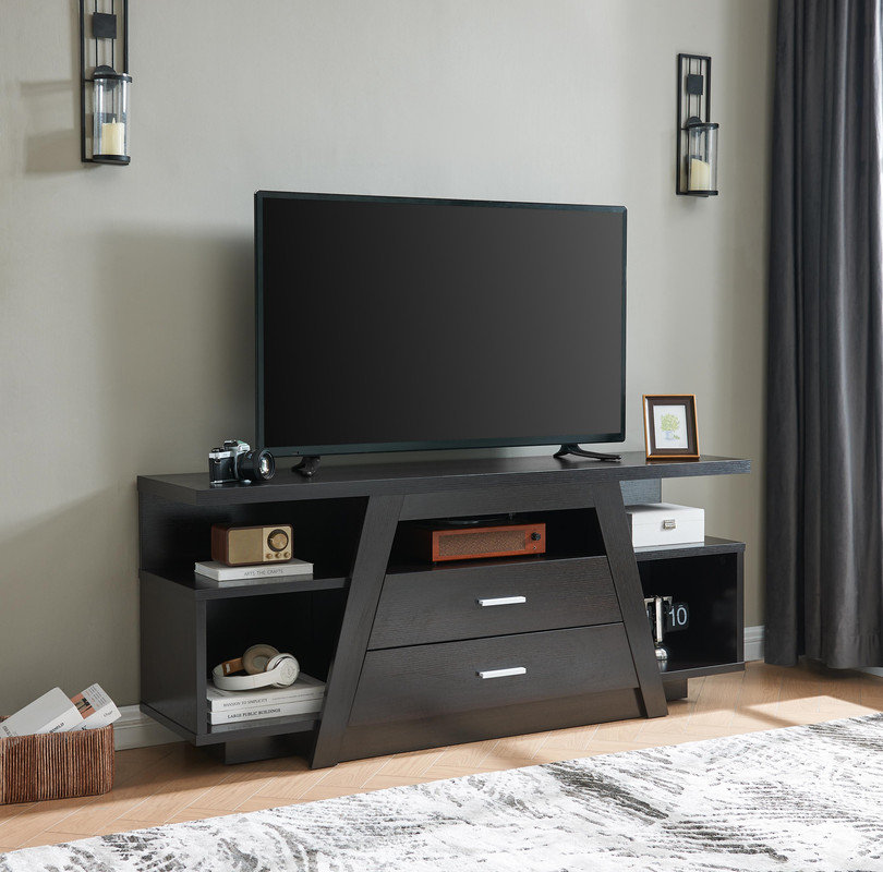 Latitude Run® Two drawer tv stand cabinet tall with two cubbies divided ...