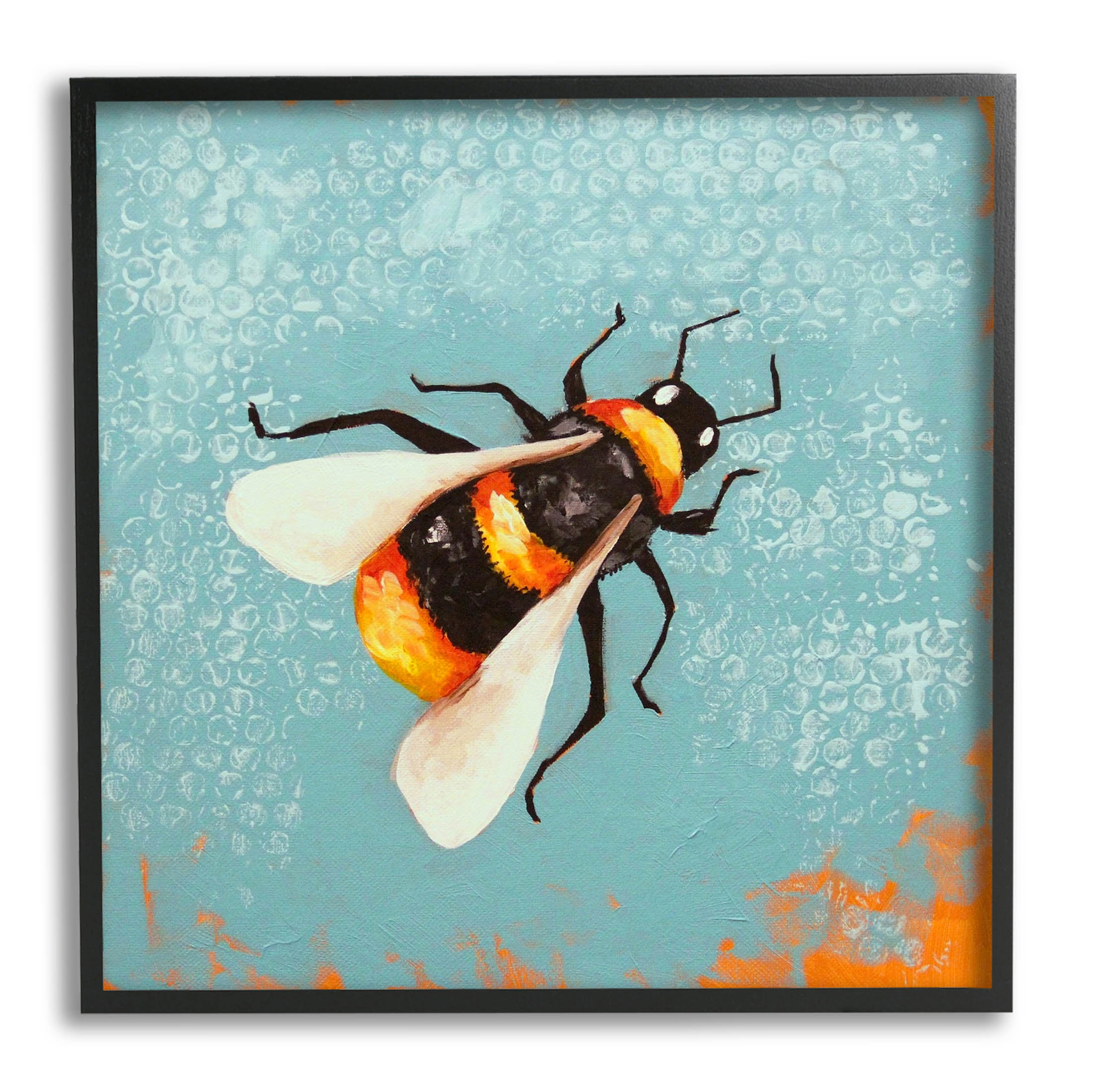 Stupell Industries Bumble Bee Blue Hive Pattern Giclee Art By Lucia ...