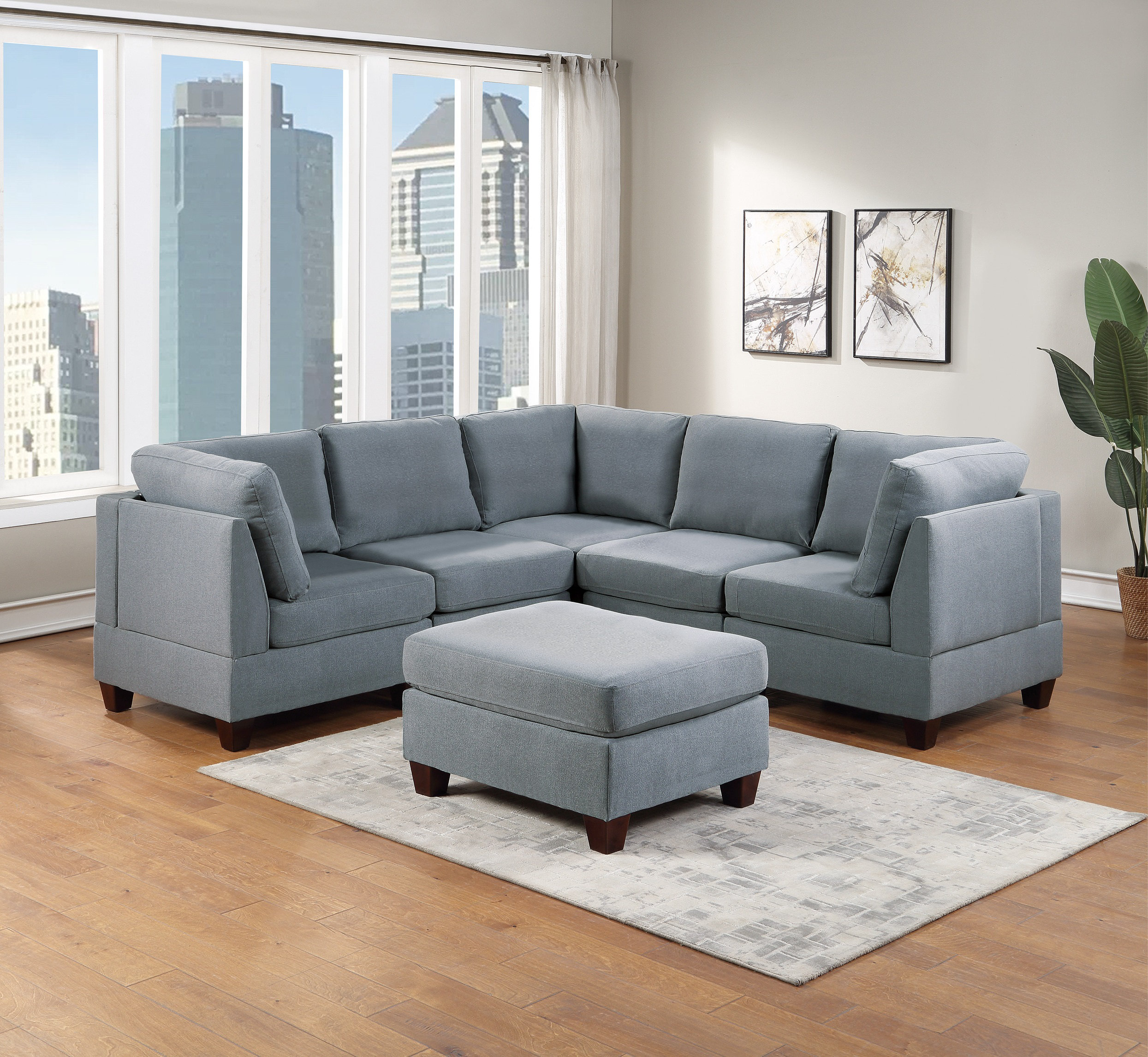 Latitude Run® Garrett 6-Piece Modular Sectional Set in Linen-Like Fabric - Wayfair Canada