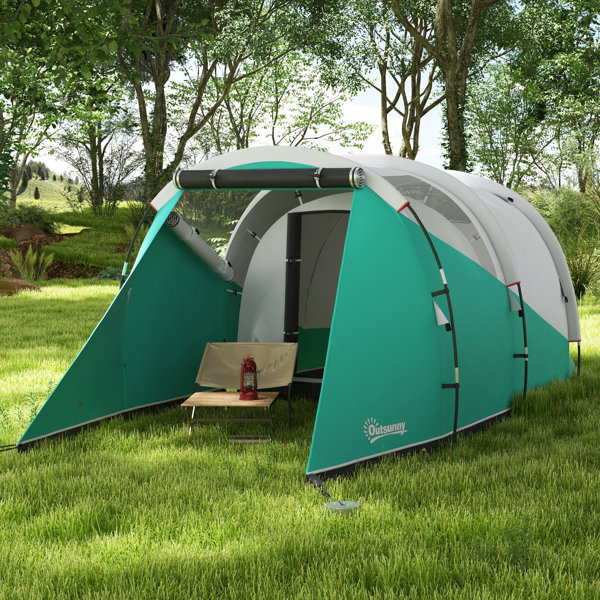Outsunny Tunnel tent, camping tent for 5 people, family tent with 2 ...