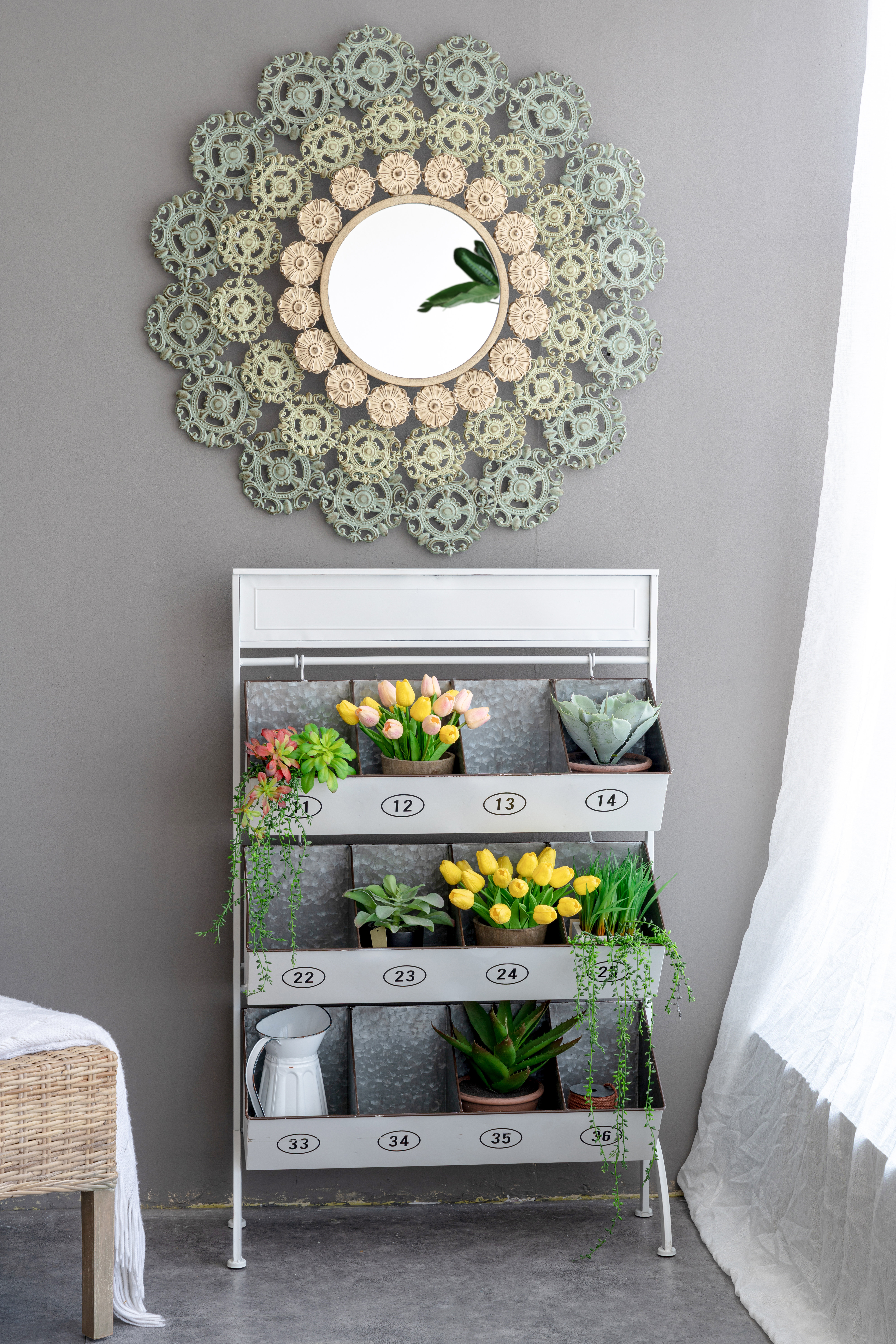 Gracie Oaks Tinker Storage Bin Rack - 30" X 10" X 47" - White/Grey ...