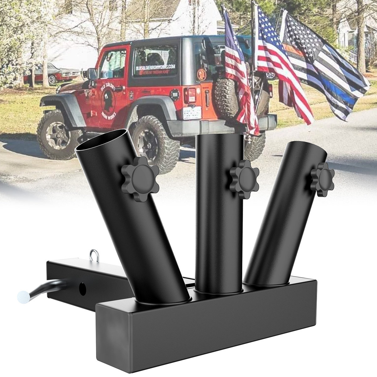 Arlmont & Co. Soontrans Triple Hitch Flag Pole Holder, Flag Pole Mount ...