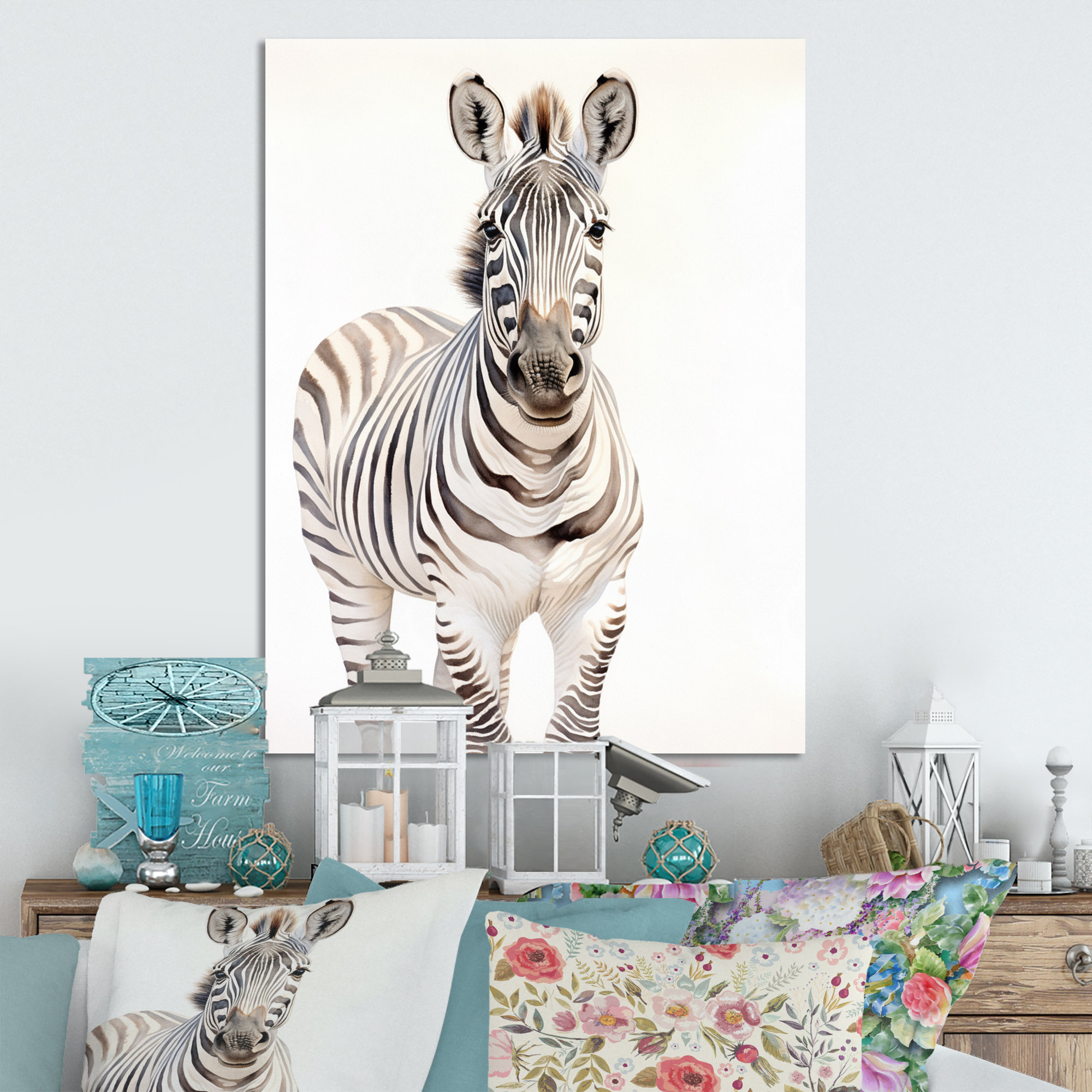 Astoria Grand Zebra Watercolor Zebra This - Animals Metal Wall Art ...