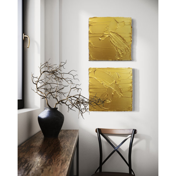 Sorelle Gallery "Golden Girls I & II", A Pair of Textured Abstract ...