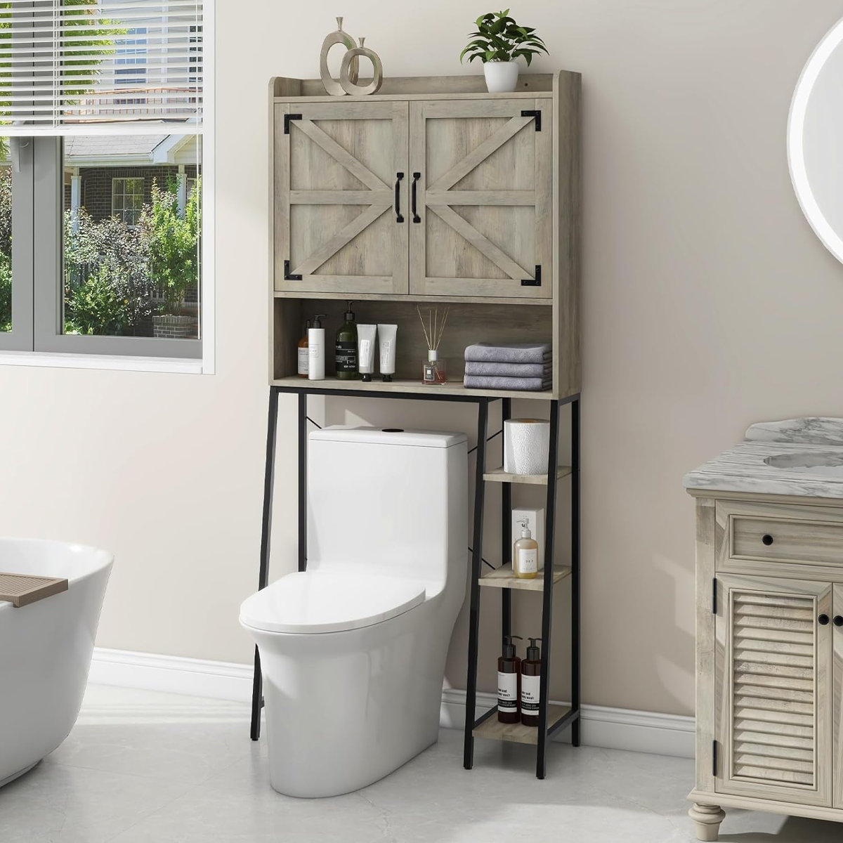 Gracie Oaks Leithan Freestanding Over The Toilet Storage | Wayfair