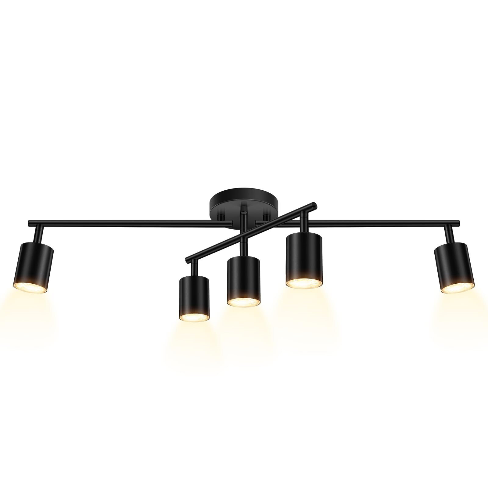 OLHAV 5 Light Swivel Track Lighting Kit, Black 5 Way Ceiling Spot ...