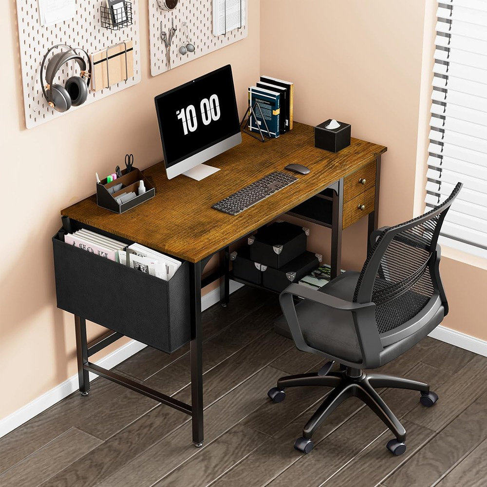 17 Stories Shamauri Writing Desk with Drawers Computer Desk Gaming Desk ...