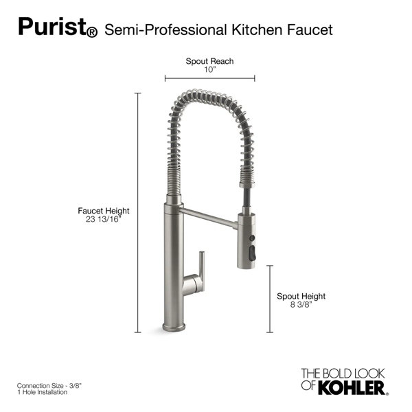 Kohler Purist® Single Handle Semi-Professional Pre-Rinse Kitchen Faucet ...