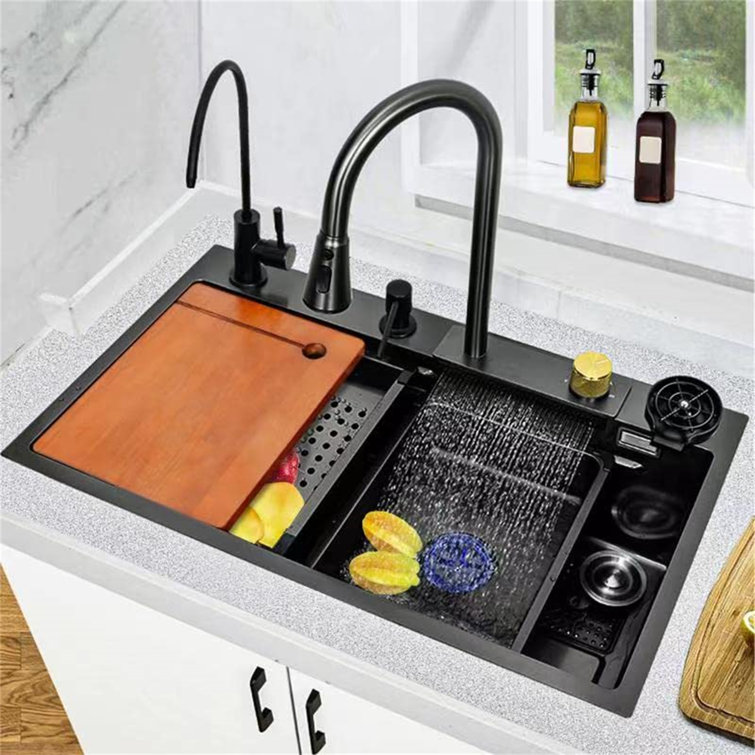 Belfry Kitchen Powelton 45mm W Single Bowl Stainless Steel Flush Mount ...