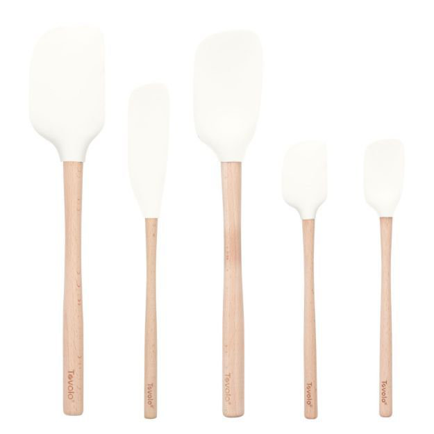 Tovolo Flex-Core Spatula Wood Handle Set of 5 - White | Wayfair