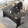 17 Stories L-Shaped Executive Desk with File Cabinet, Large Modern ...