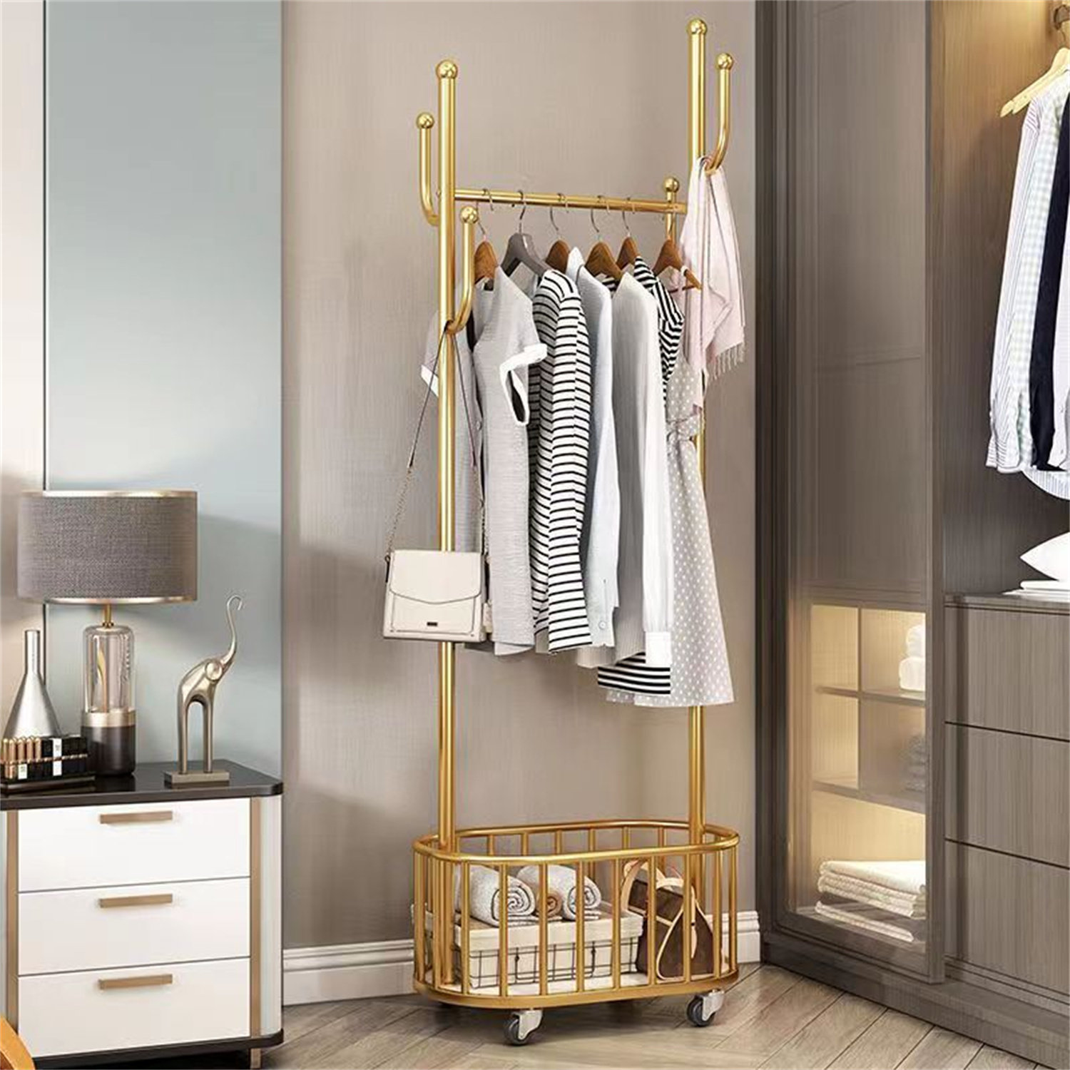 Everly Quinn Seacor 31.49'' Metal Rolling Clothes Rack & Reviews ...