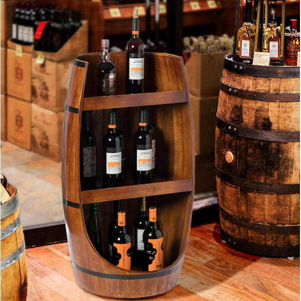 Breakwater Bay Aledo Freestanding Rustic Wooden Wine Barrel Storage ...