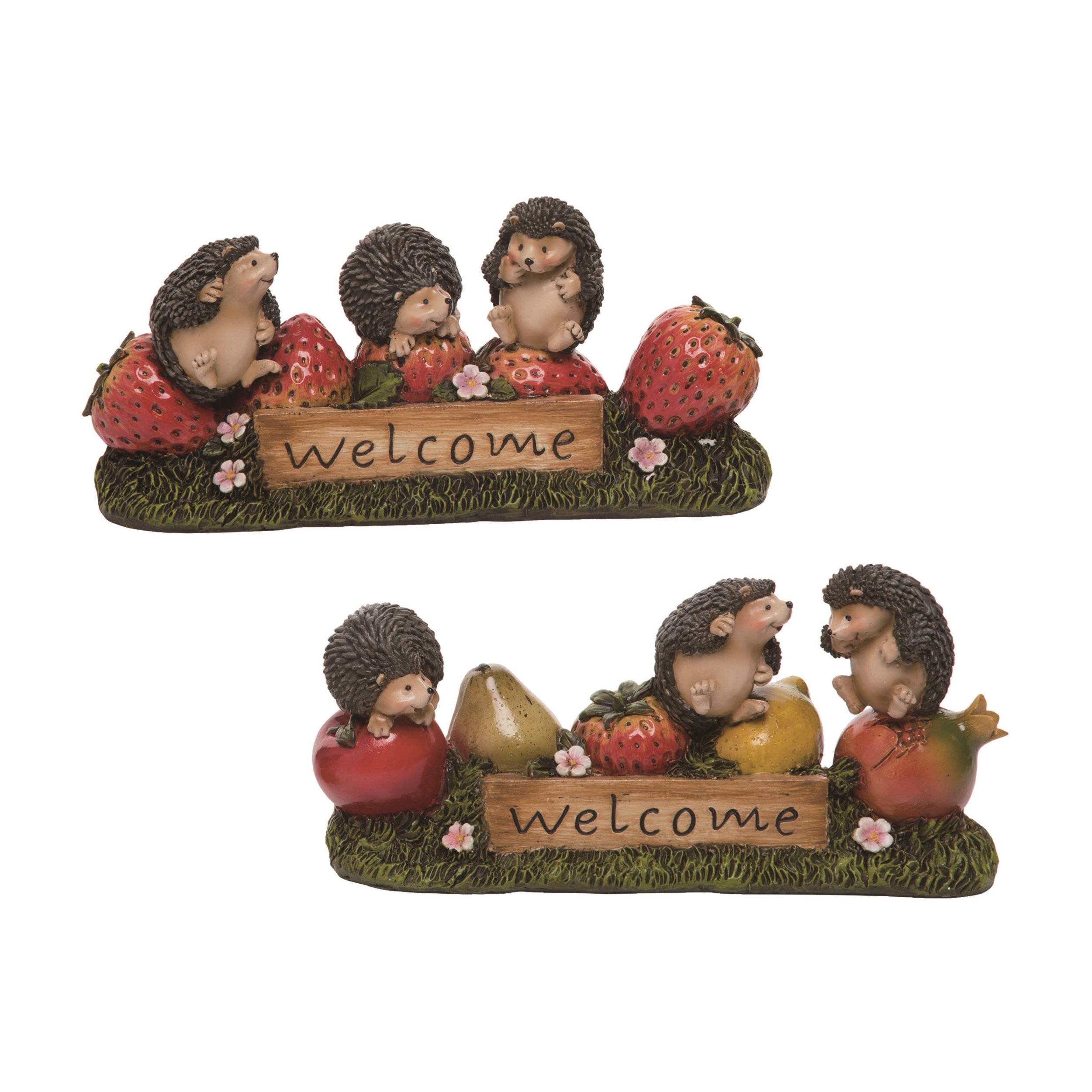 Millwood Pines Resin Hedgehog w/Fruit Welcome Sign Set of 2 Spring Home ...