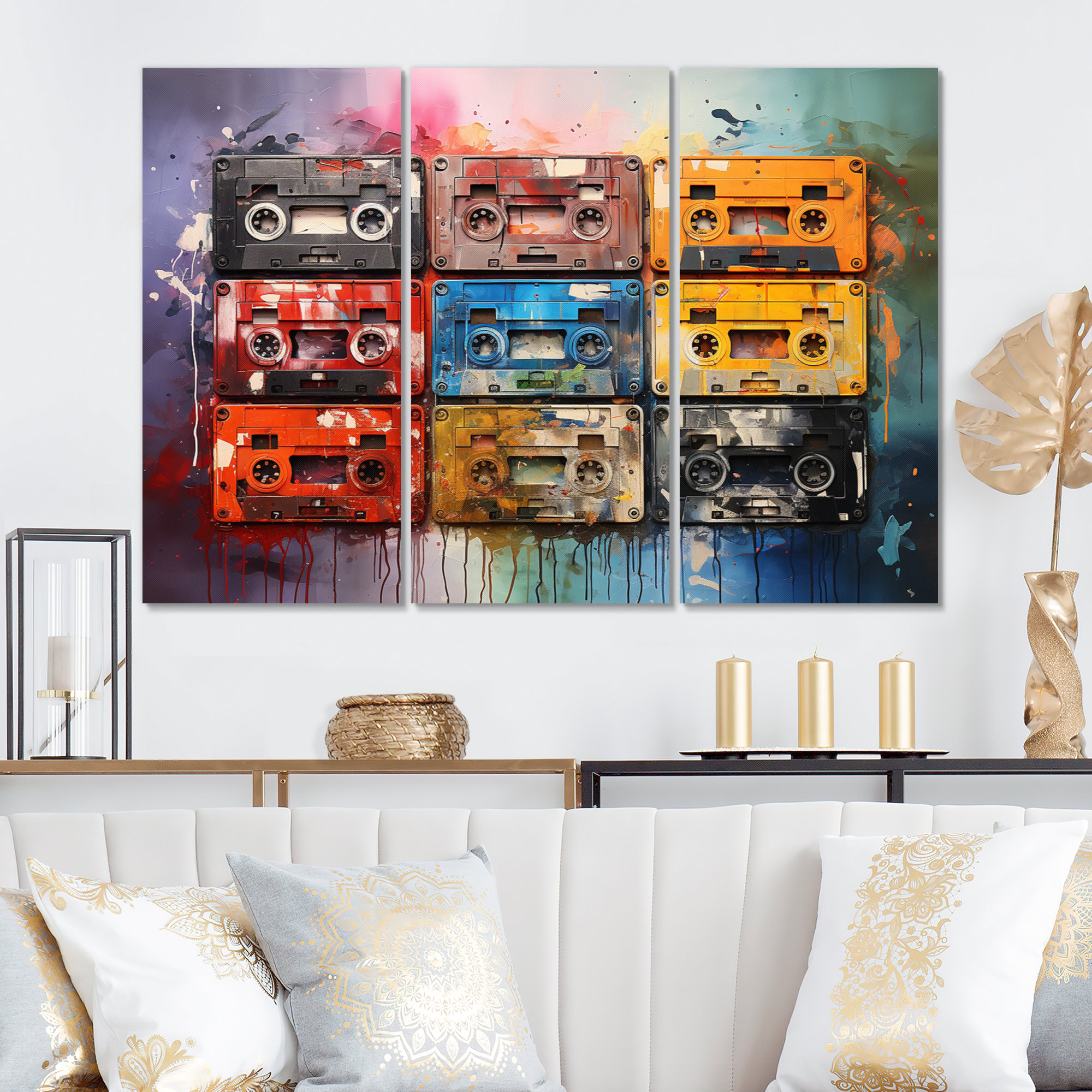 Design Art Colorful Echoes of Cassette Tapes IV - Music Metal Wall Art ...