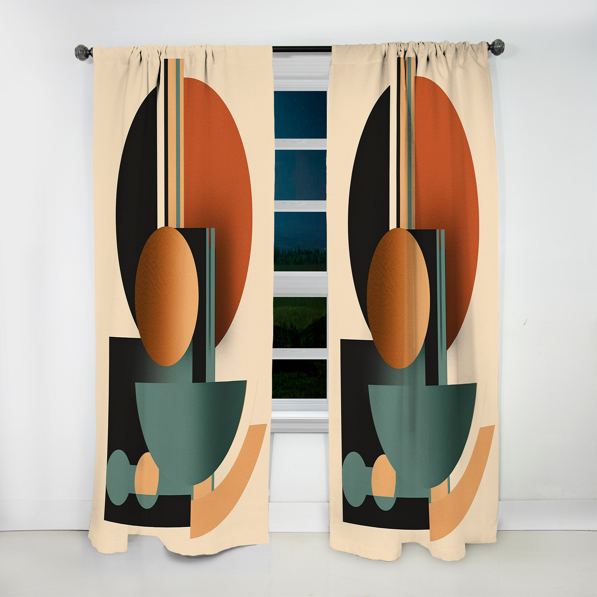 Design Art Cream Green Minimalism Quiet Depths - Modern Velvet Curtain ...