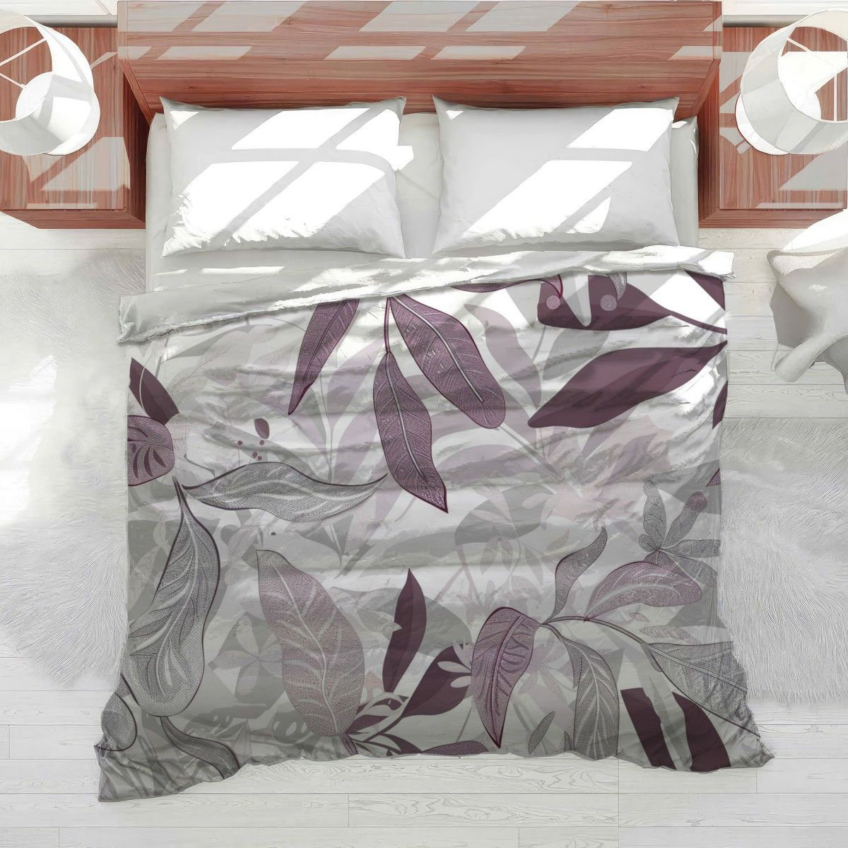 VisionDecor Leaf Design Bedding Cool Pattern Comforter Neutral | Wayfair