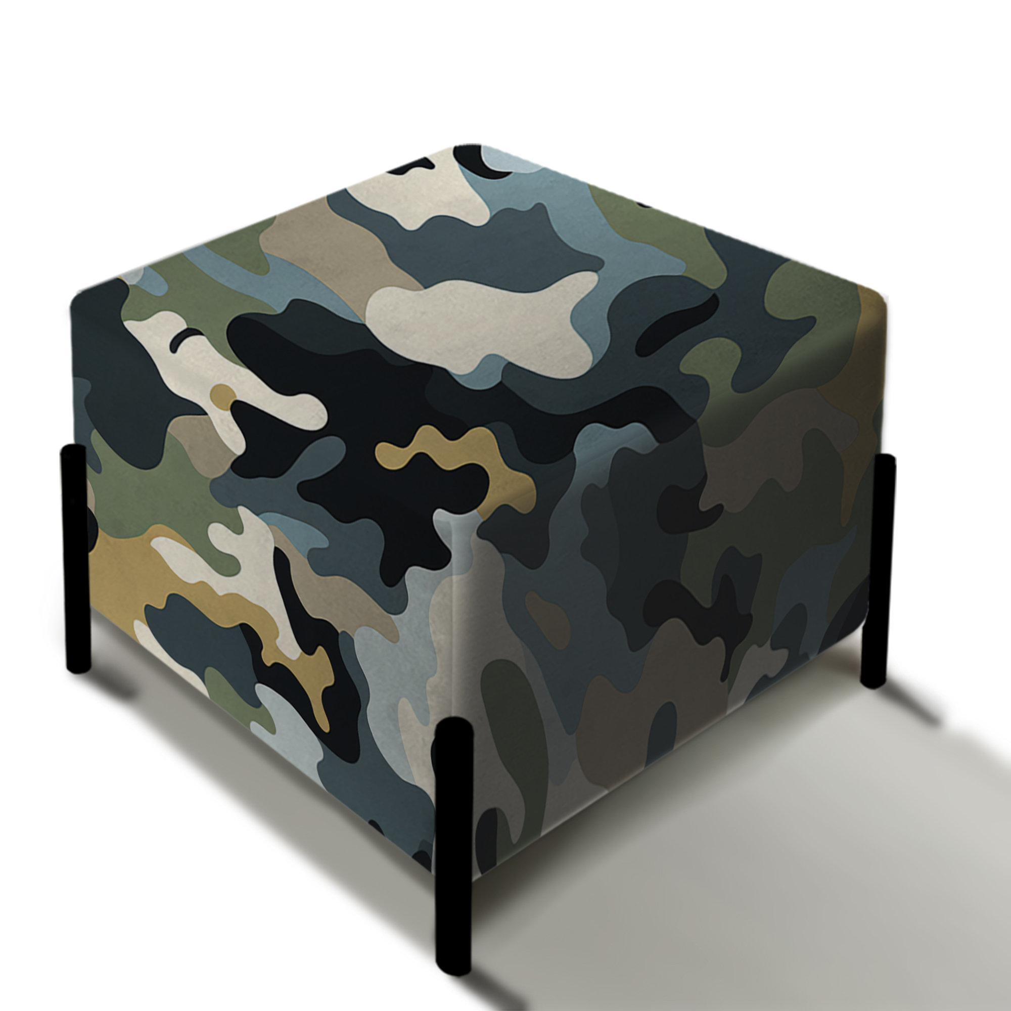 Design Art City Camo Concealment - Camouflage Square Ottoman | Wayfair