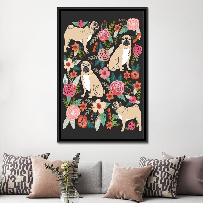 Bless international Pug Floral Collage by Pet Friendly Gallery-Wrapped ...