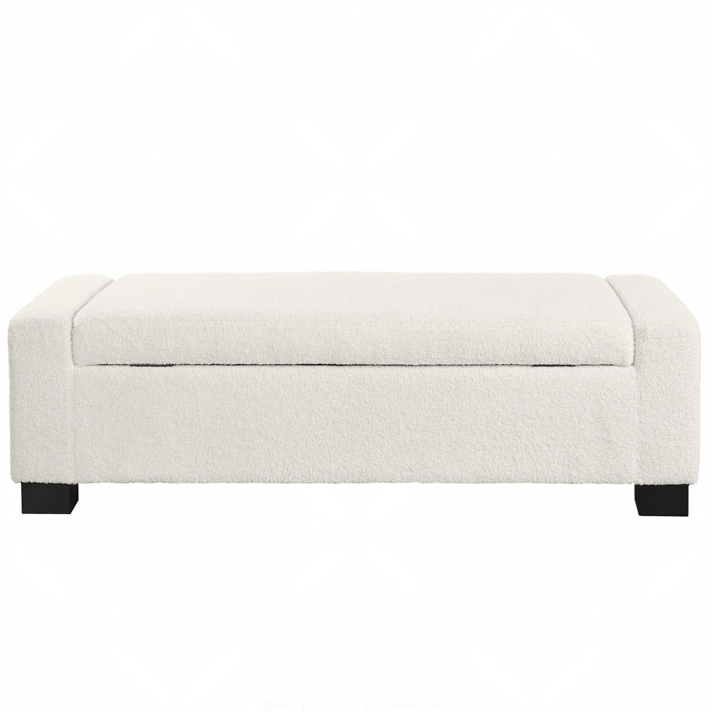 Latitude Run® 50" Ottoman Bench in Textured Boucle, Rectangular Design ...