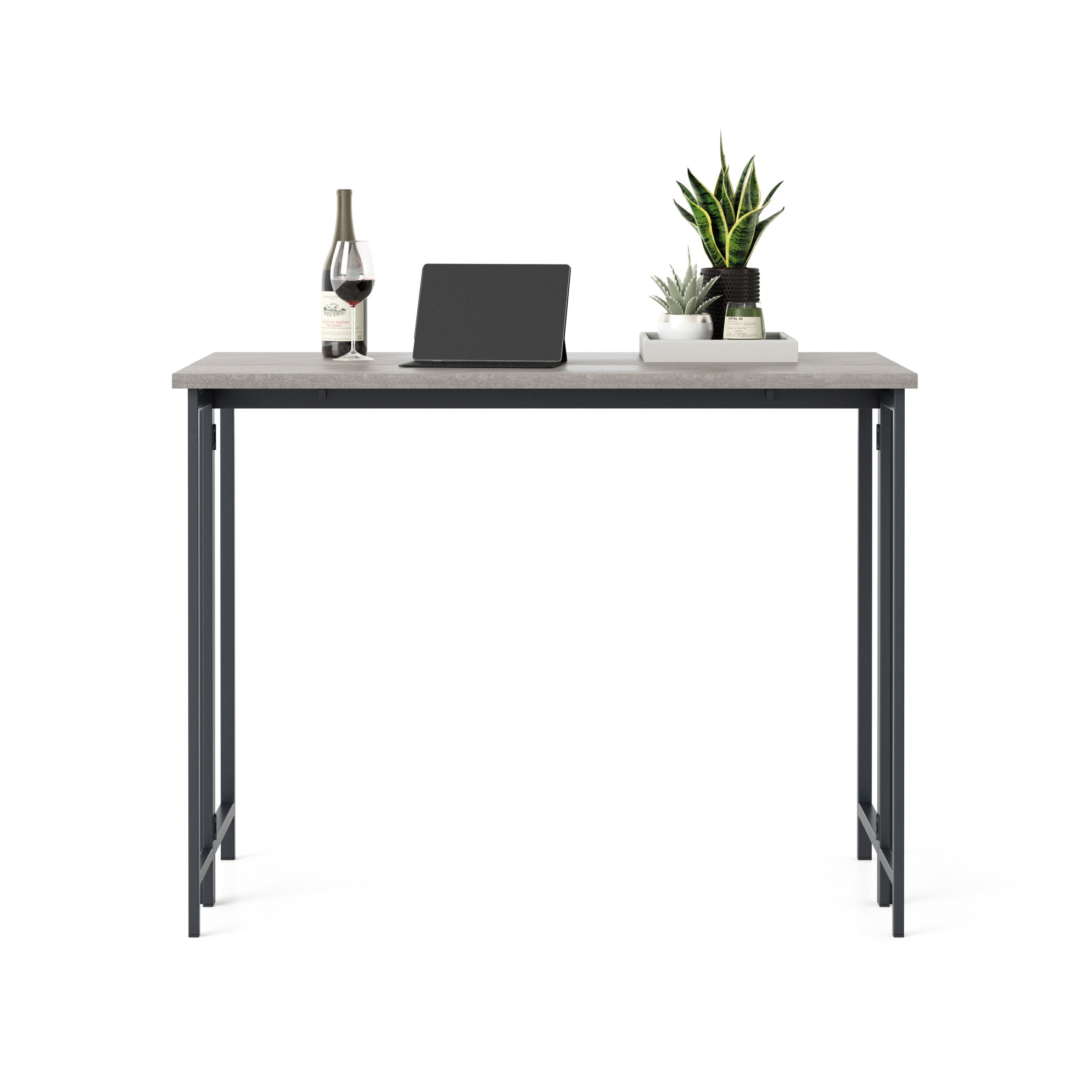 17 Stories Grey Finish 4 - Seater Rectangular Industrial Dining Table ...