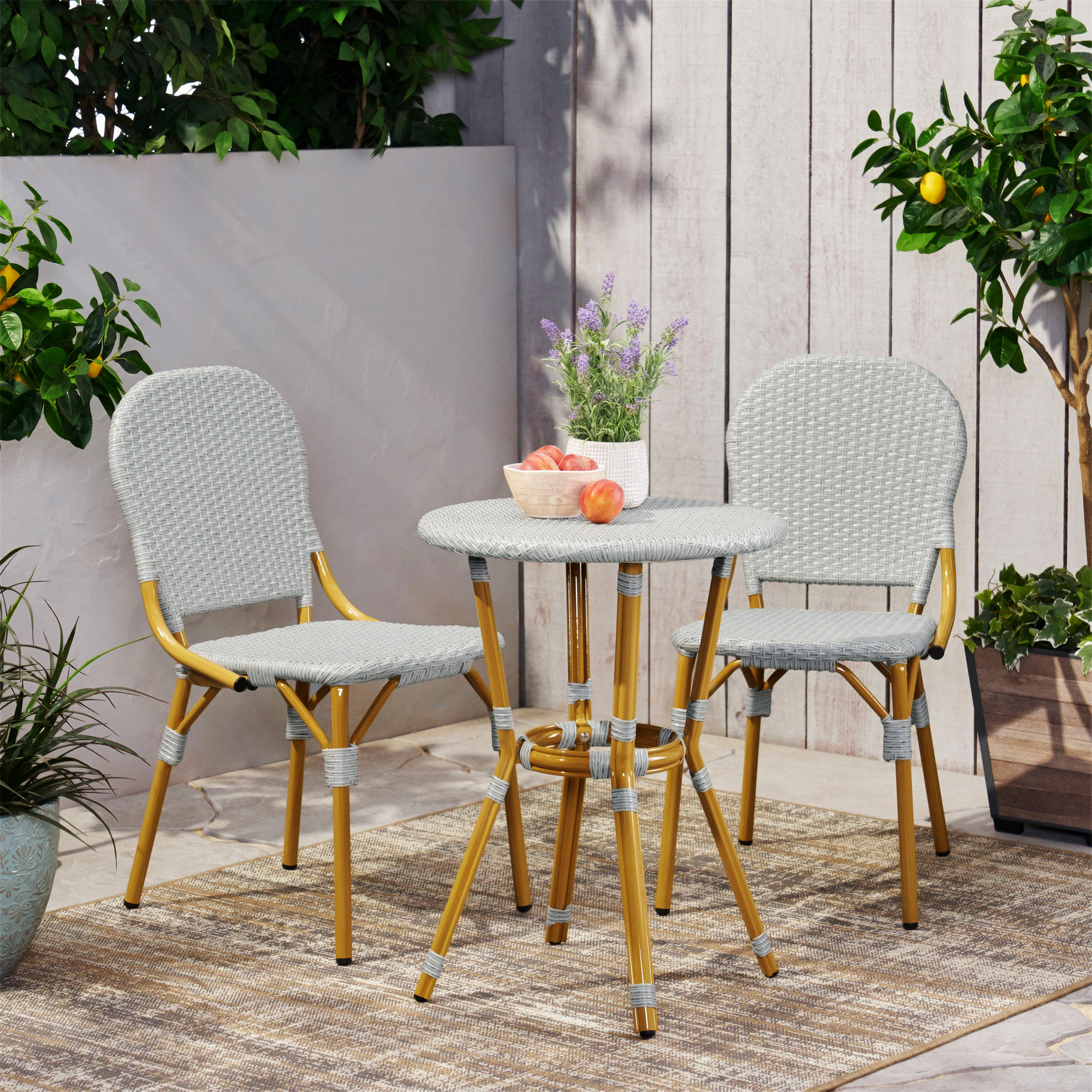 Dovecove Outdoor Aluminum Armless French Bistro Set | Wayfair