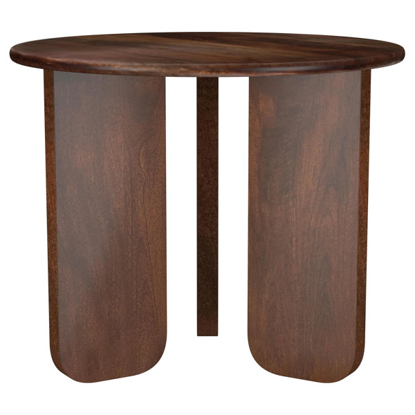 Latitude Run® Shriner Round Solid Mango Wood Side End Table Brown ...
