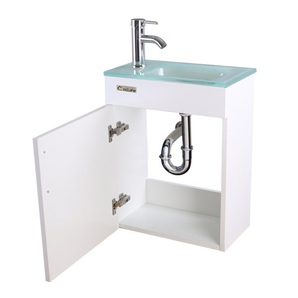 ECLIFE 18.4" Wall Mounted Single Bathroom Vanity Set with Faucet ...
