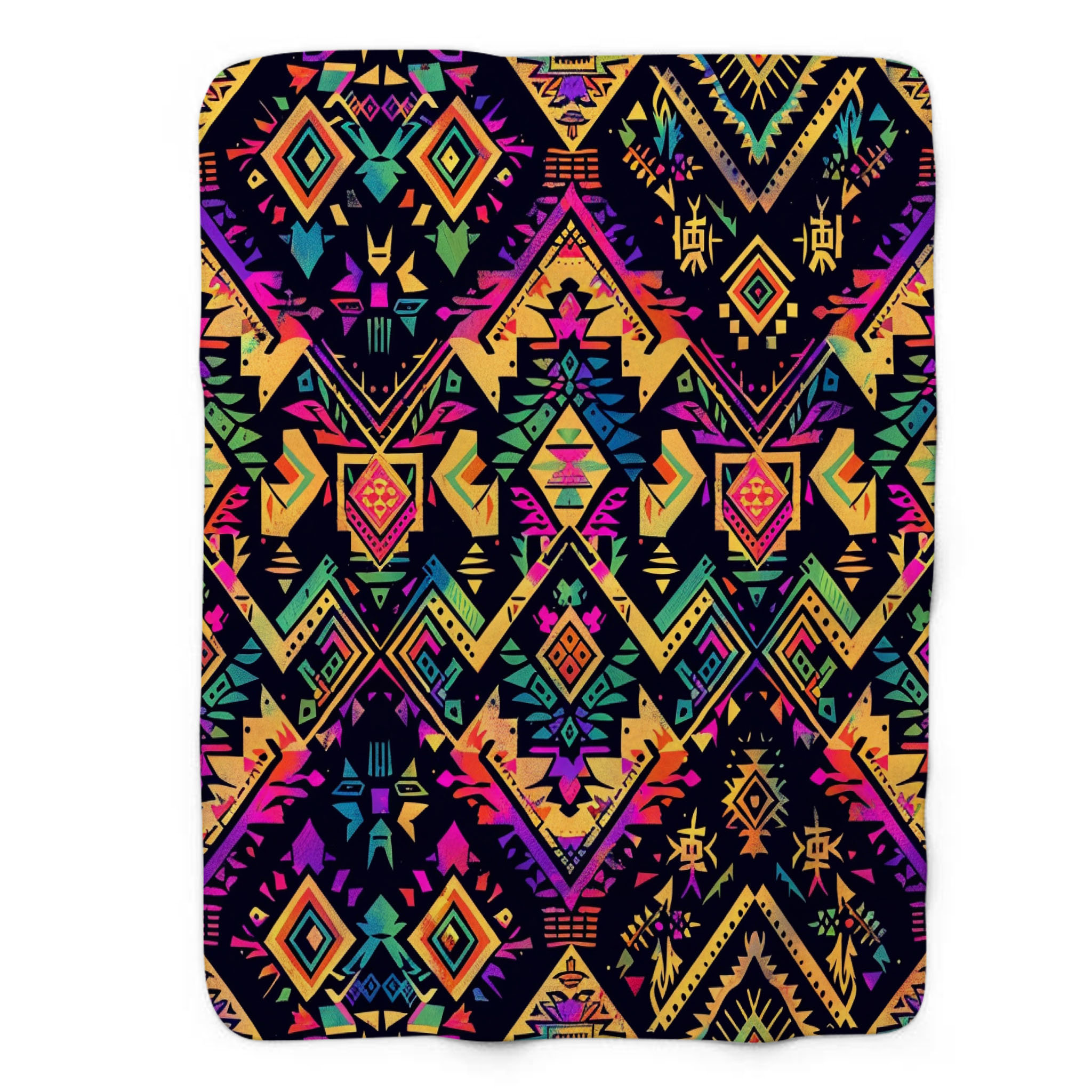 MentionedYou Vibrant Aztec Designs - 1 Piece Premium Sherpa Blanket ...