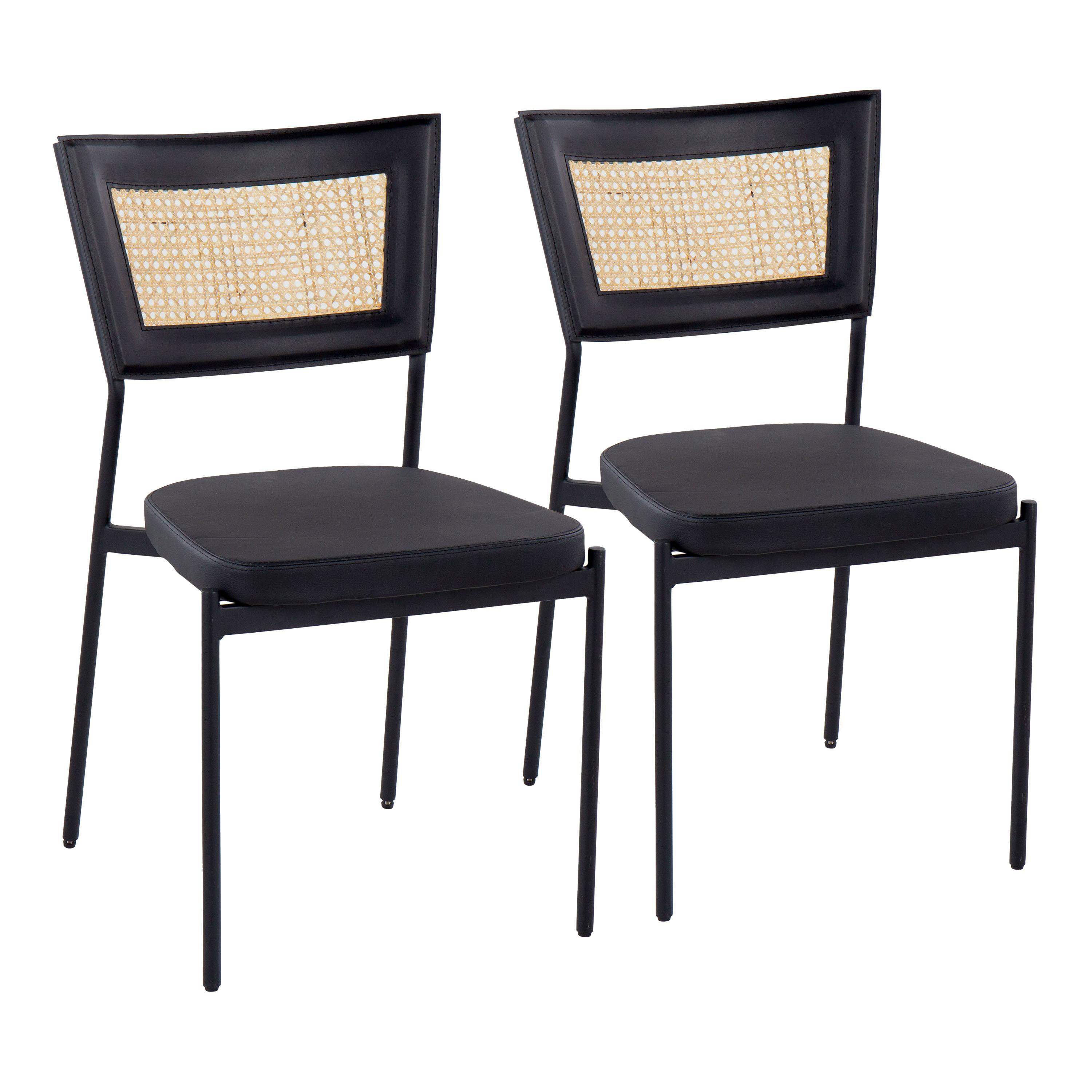 Bayou Breeze Rattan Tania Contemporary Dining Chair In Black Metal ...