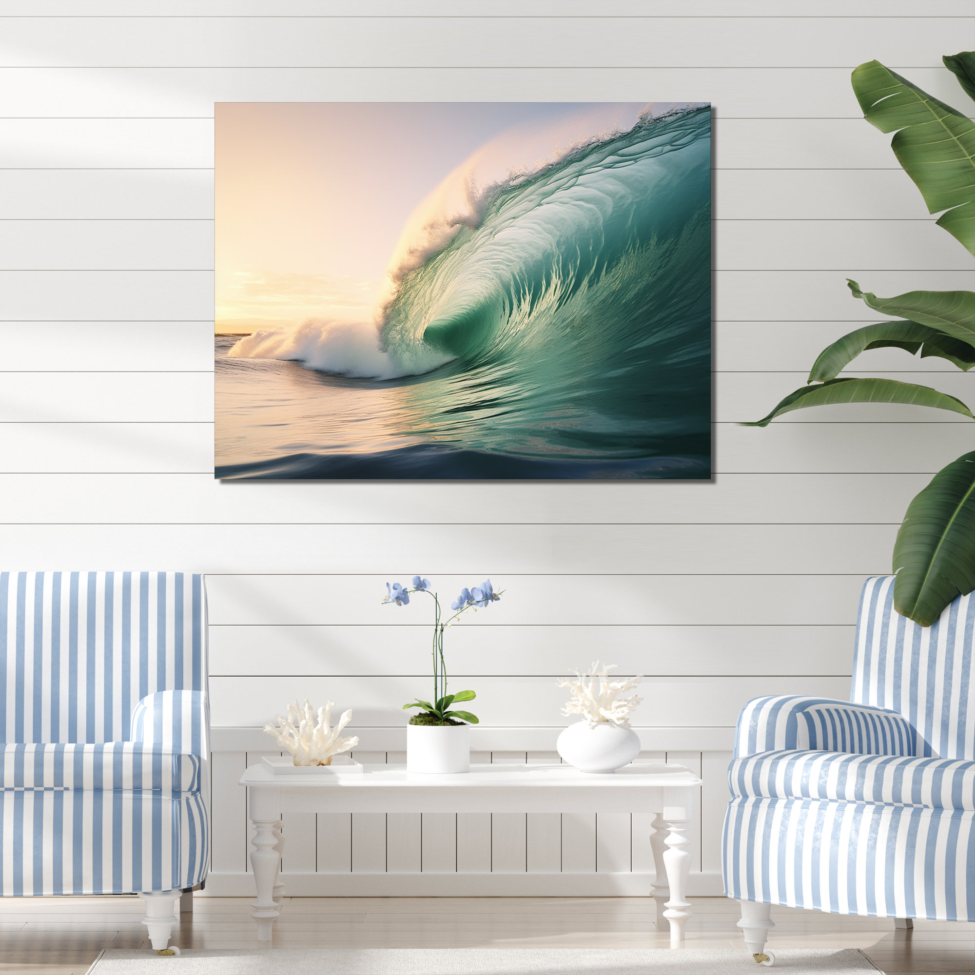 Highland Dunes Turquoise Power Of Ocean Wave IV On Canvas Print | Wayfair
