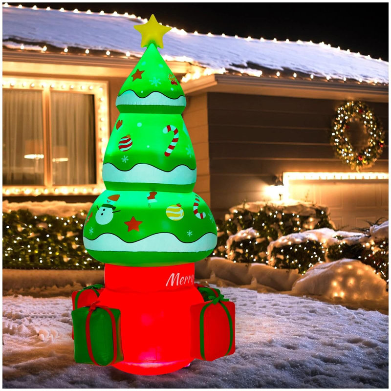 The Holiday Aisle® 5.6 FT Inflatable Christmas Tree With Multicolor LED ...