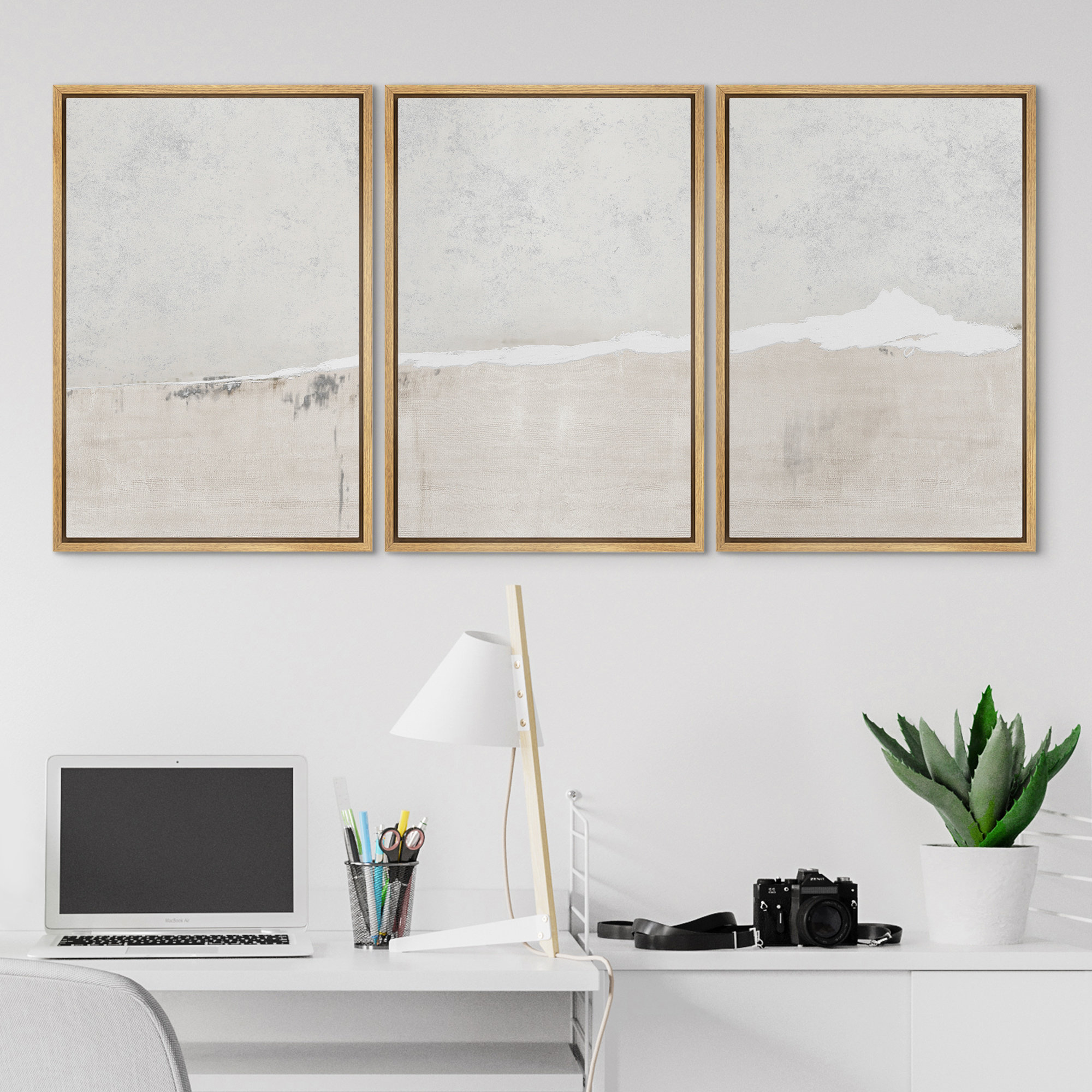 SIGNLEADER Industrial Grunge Abstract Landscape Modern Neutral Wall Art ...
