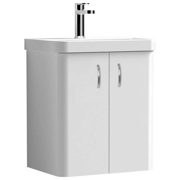 Ivy Bronx Arley Direction 500Mm 2 Door Gloss White Wall Hung Basin Unit ...