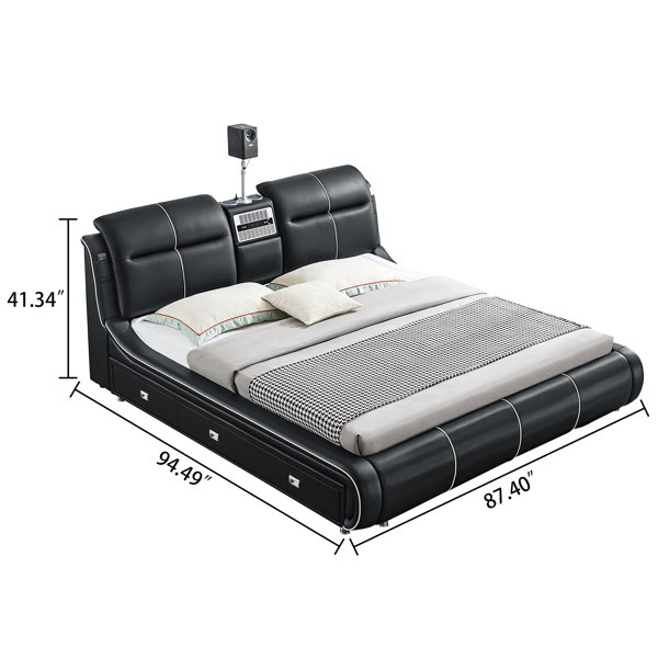 Westco Furniture Multifunctional Smart Upholstered Bed, Luxury King Bed ...