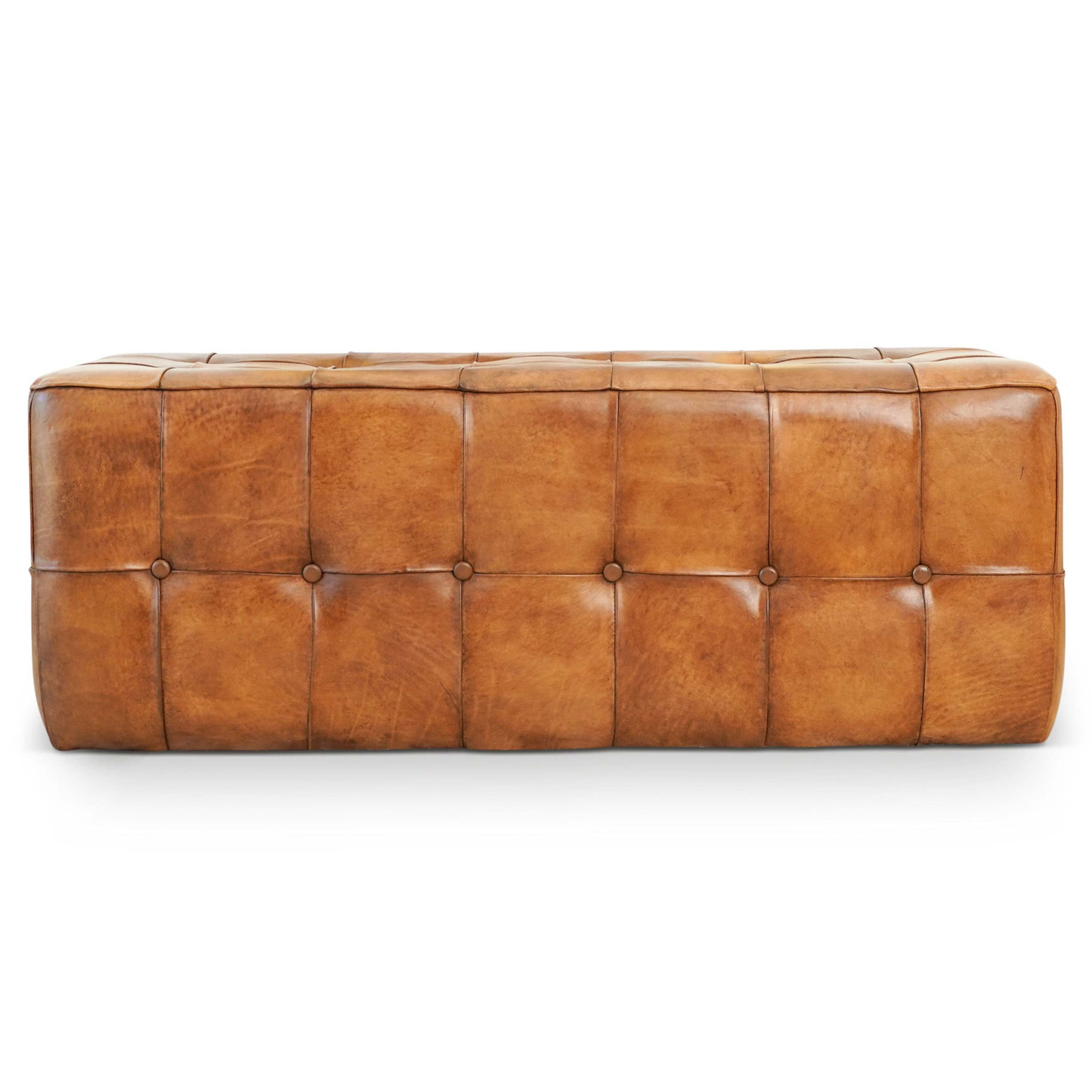 17 Stories Benjiro Tan Leather Bench | Wayfair