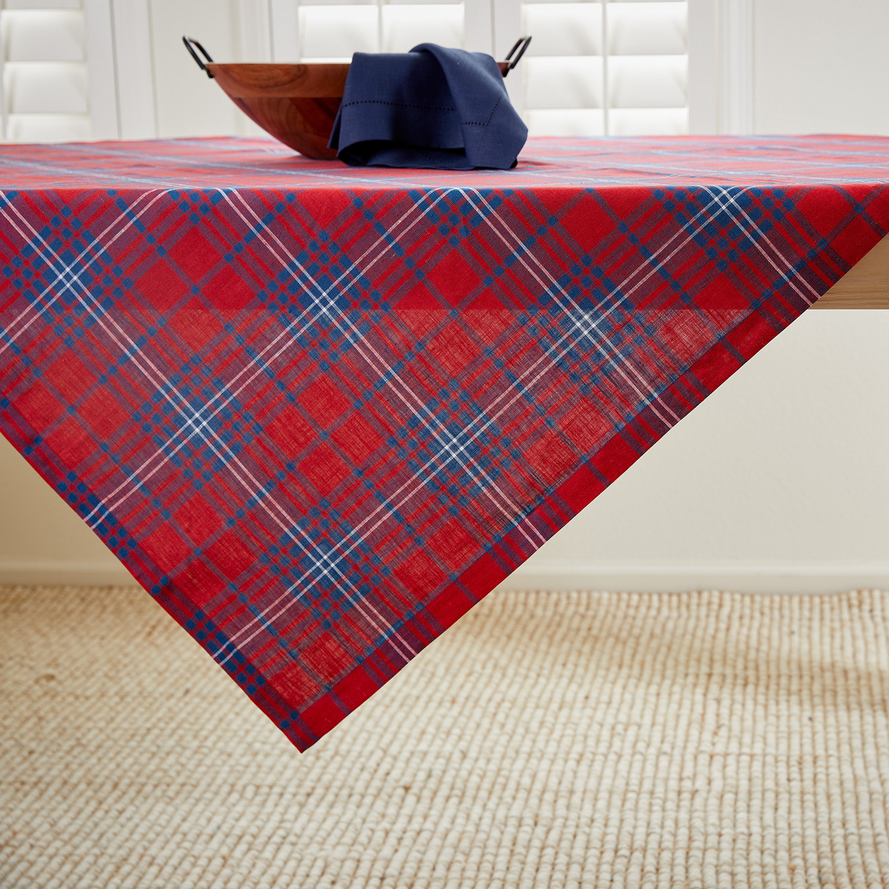 Solino Home Red Tartan Plaid - 100% Pure Linen Table Throw | Wayfair