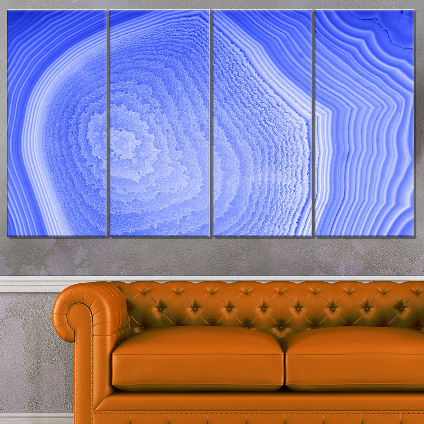 Design Art 'Dark Blue Agate Structure' 4 Piece Graphic Art on Wrapped ...