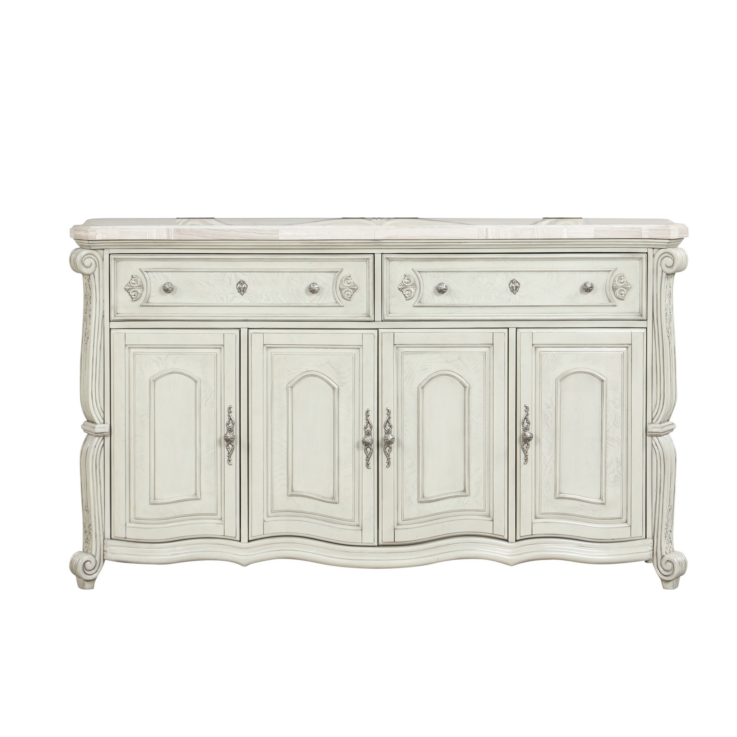 Willa Arlo™ Interiors Shery Solid Wood Server - Vintage Ivory | Wayfair