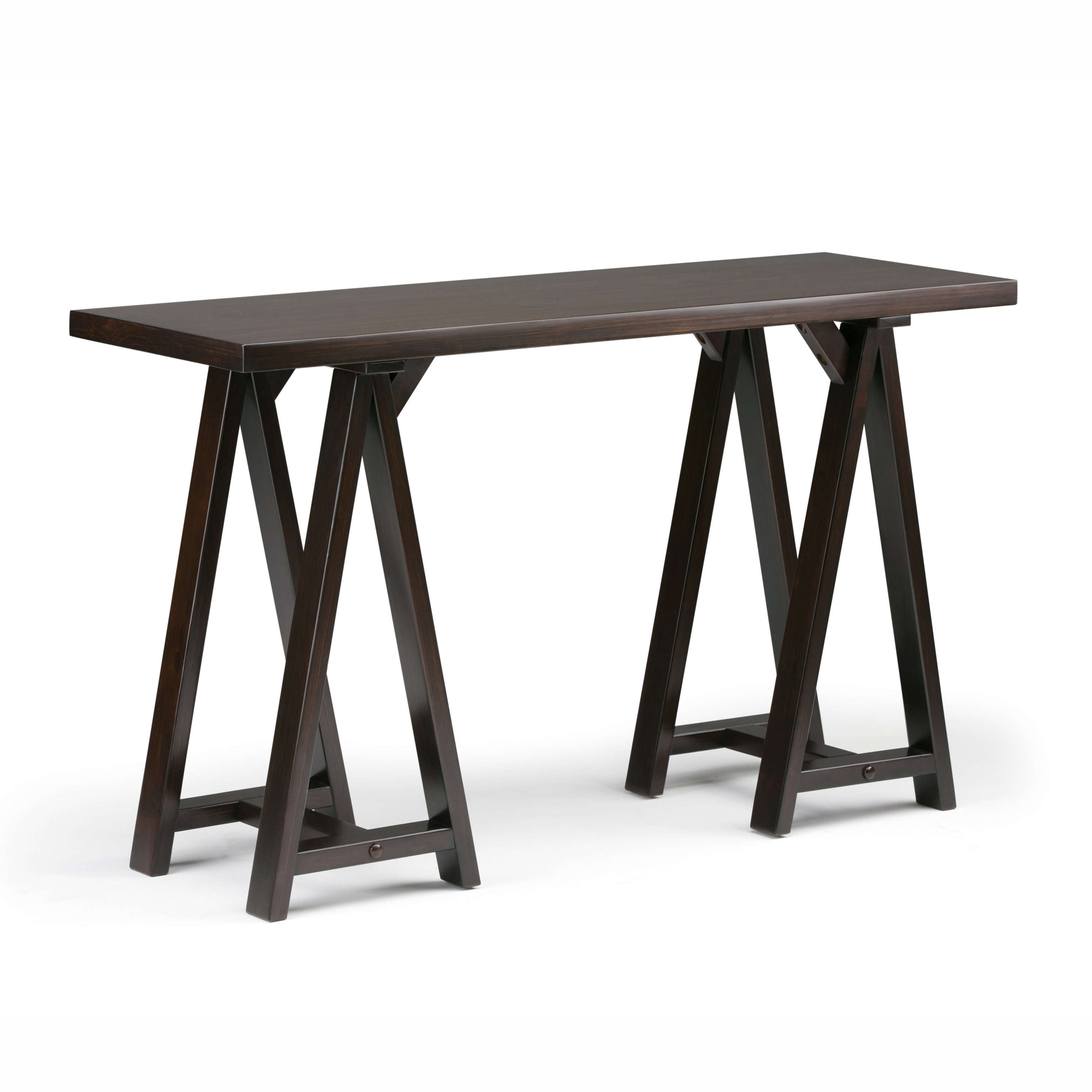 Simpli Home Sawhorse 50"W Solid Wood Modern Industrial Storage Console ...