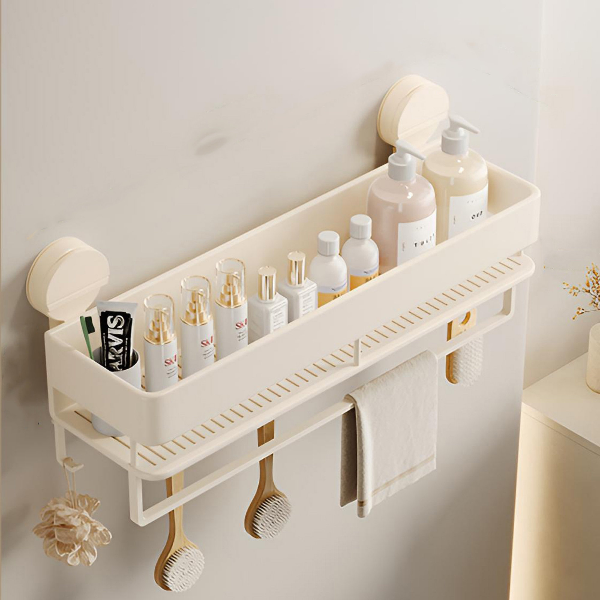 Rebrilliant Bathroom Suction Cup Storage Rack Bathroom Storage Rack ...