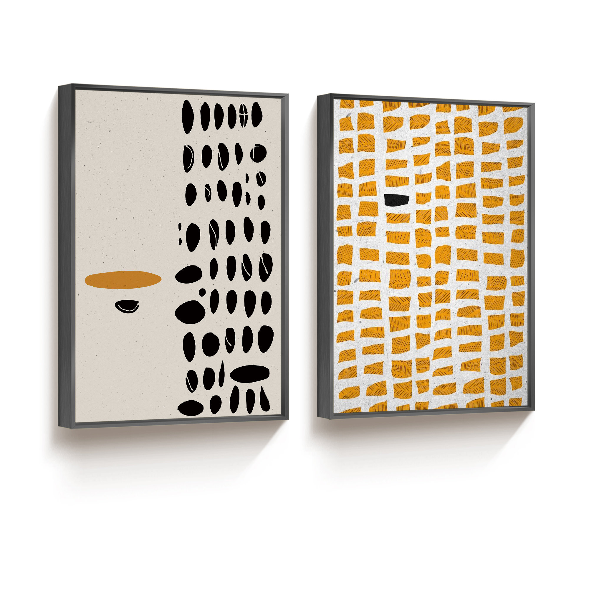 Ivy Bronx Luxury Aluminum Frame Canvas Art 2 Pieces Geometric Abstract ...