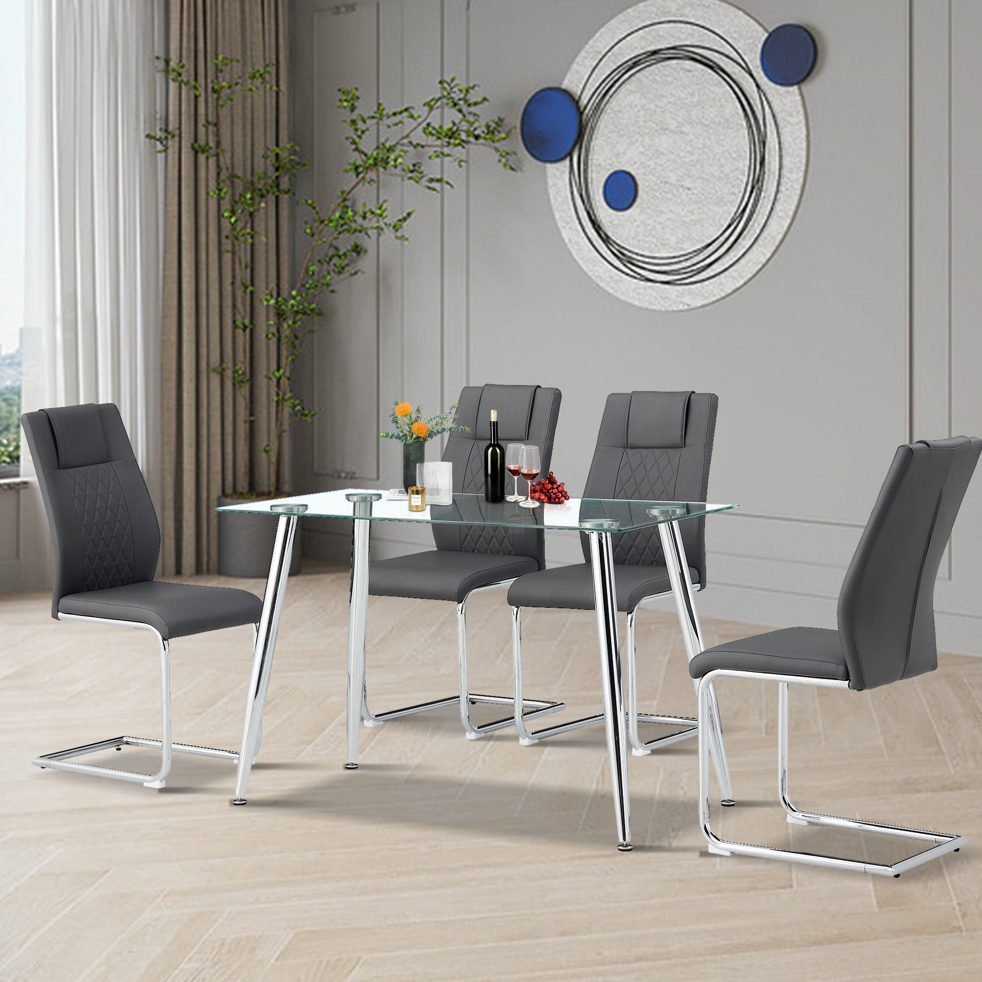 Brayden Studio® Modern And Sophisticated Four Dining Chairs With PU ...