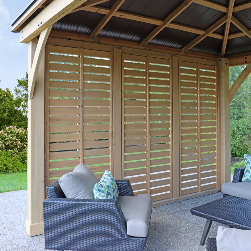 Yardistry 10' Meridian Privacy Wall Premium Cedar Wood Panel with ...
