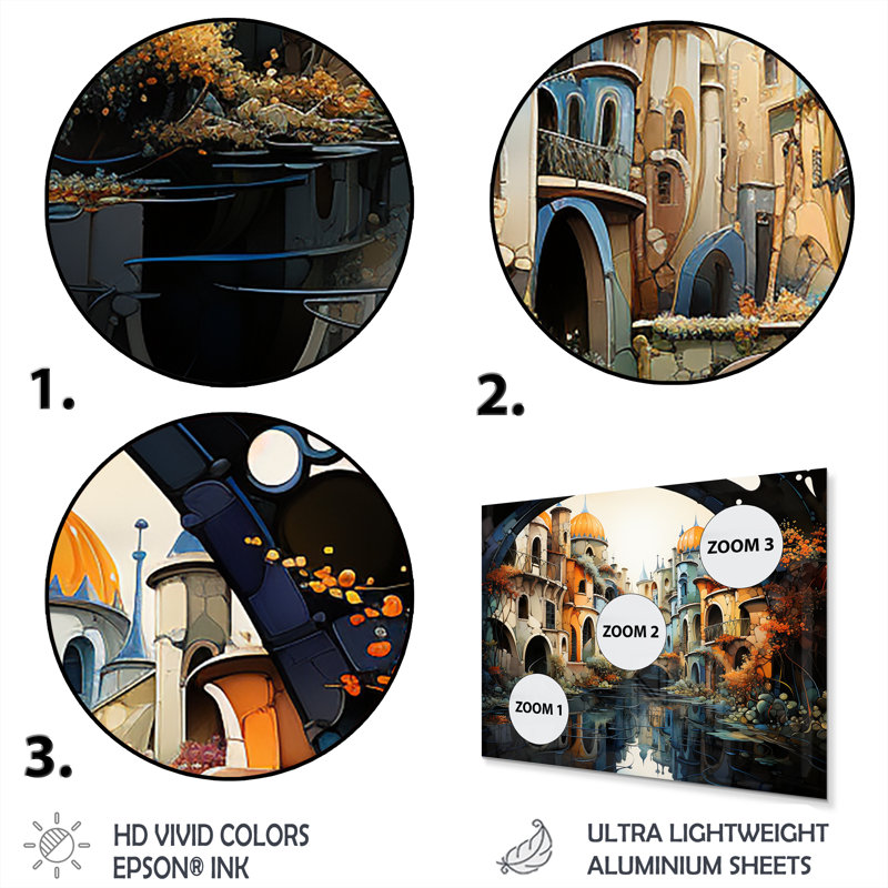 Design Art Orange Canal Surreal Waterways Magical - Architecture Metal ...