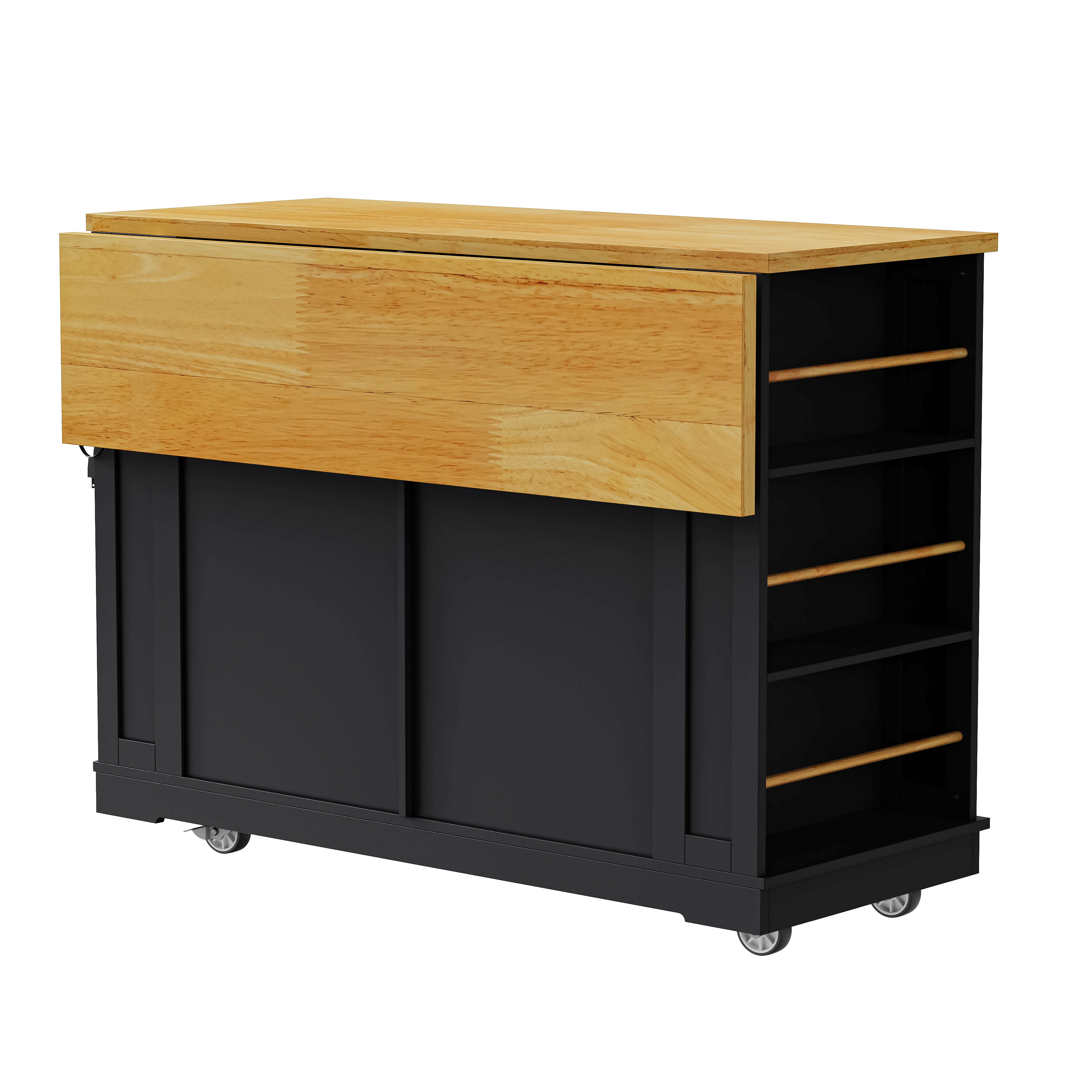 Latitude Run® 48 Inch Large Kitchen Island With Drop Leaf,Power Outlet ...