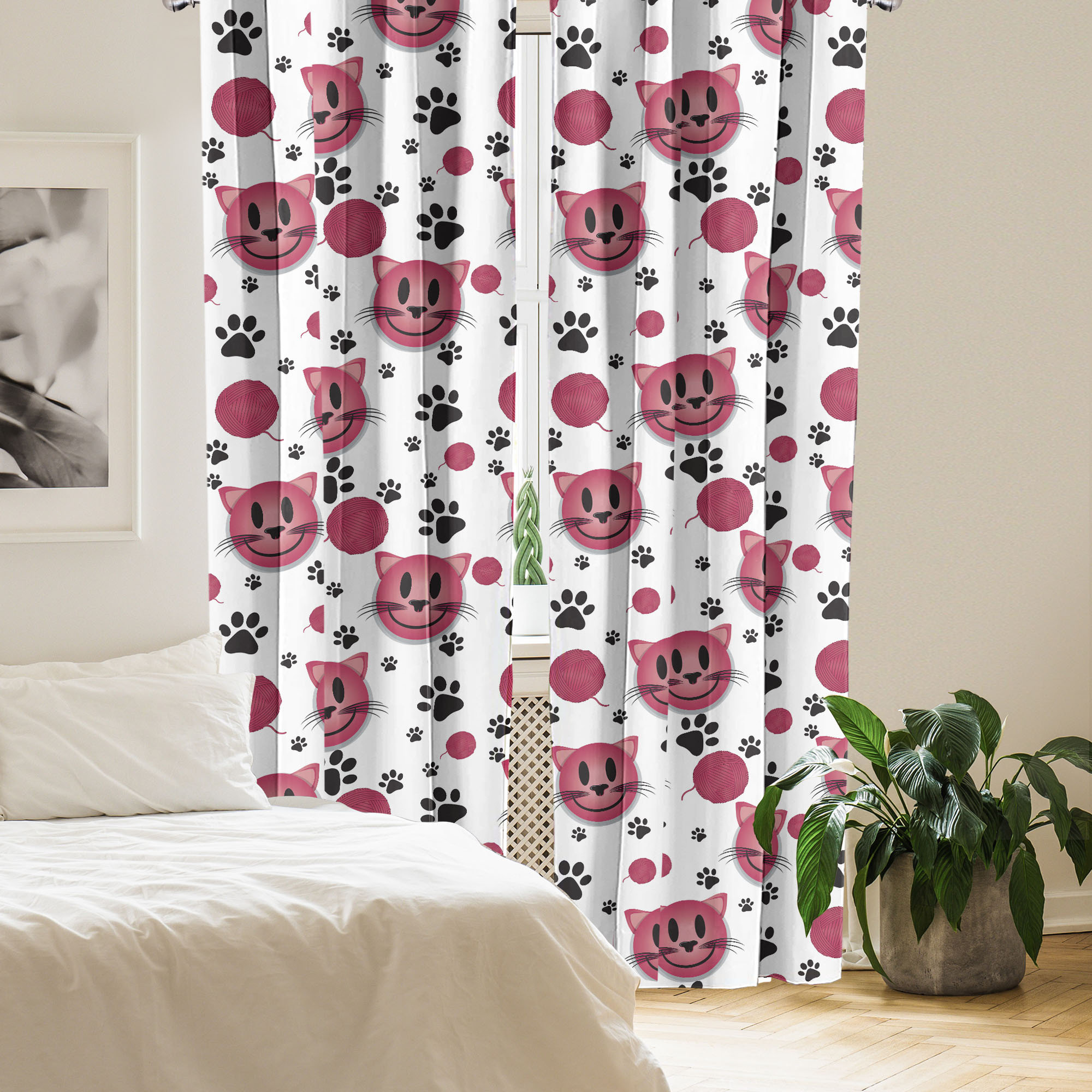 East Urban Home Emlin East Urban Home Emoji Curtains Funny Cat ...