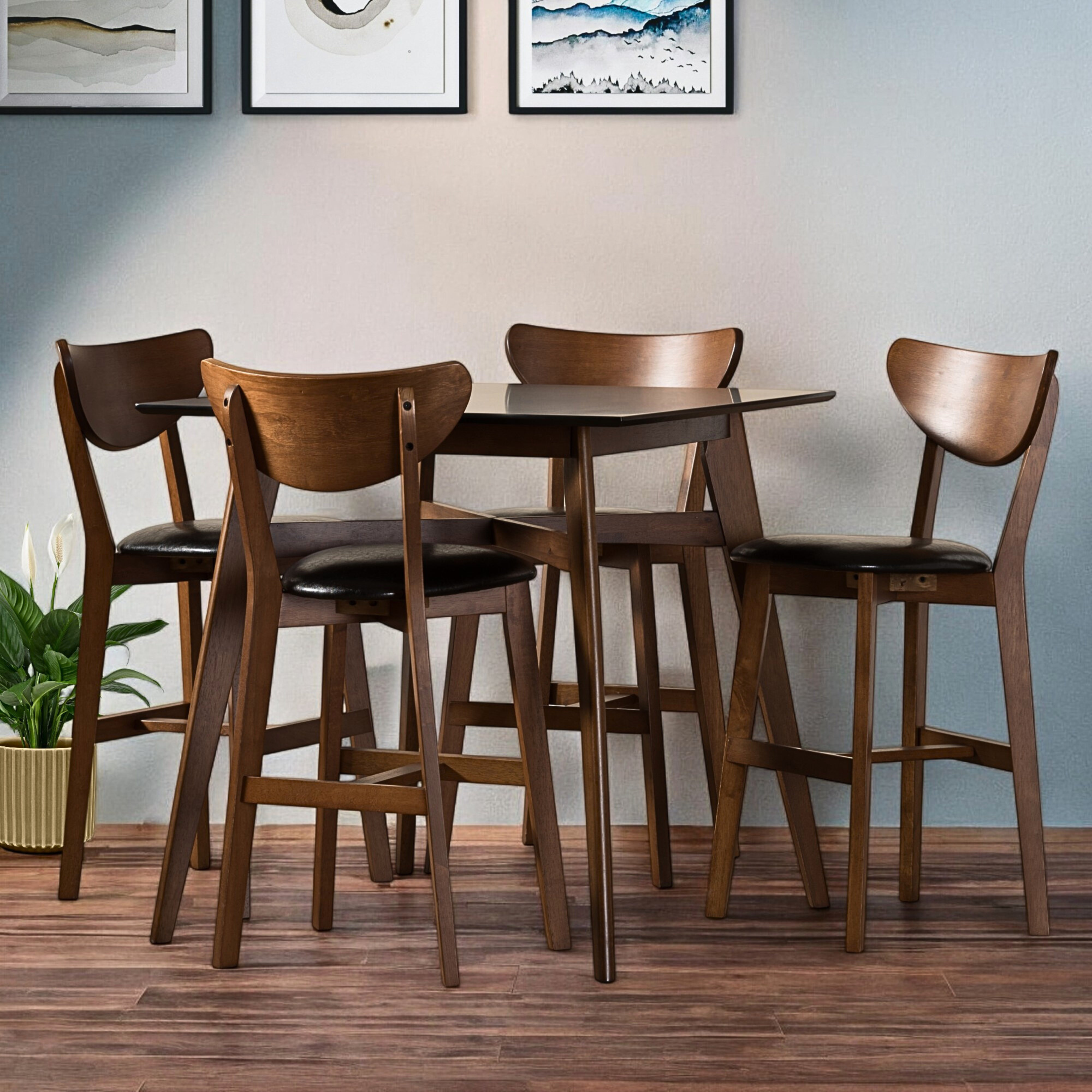 George Oliver Emanate 5-Piece Mid-Century Modern Pub Set with Black ...