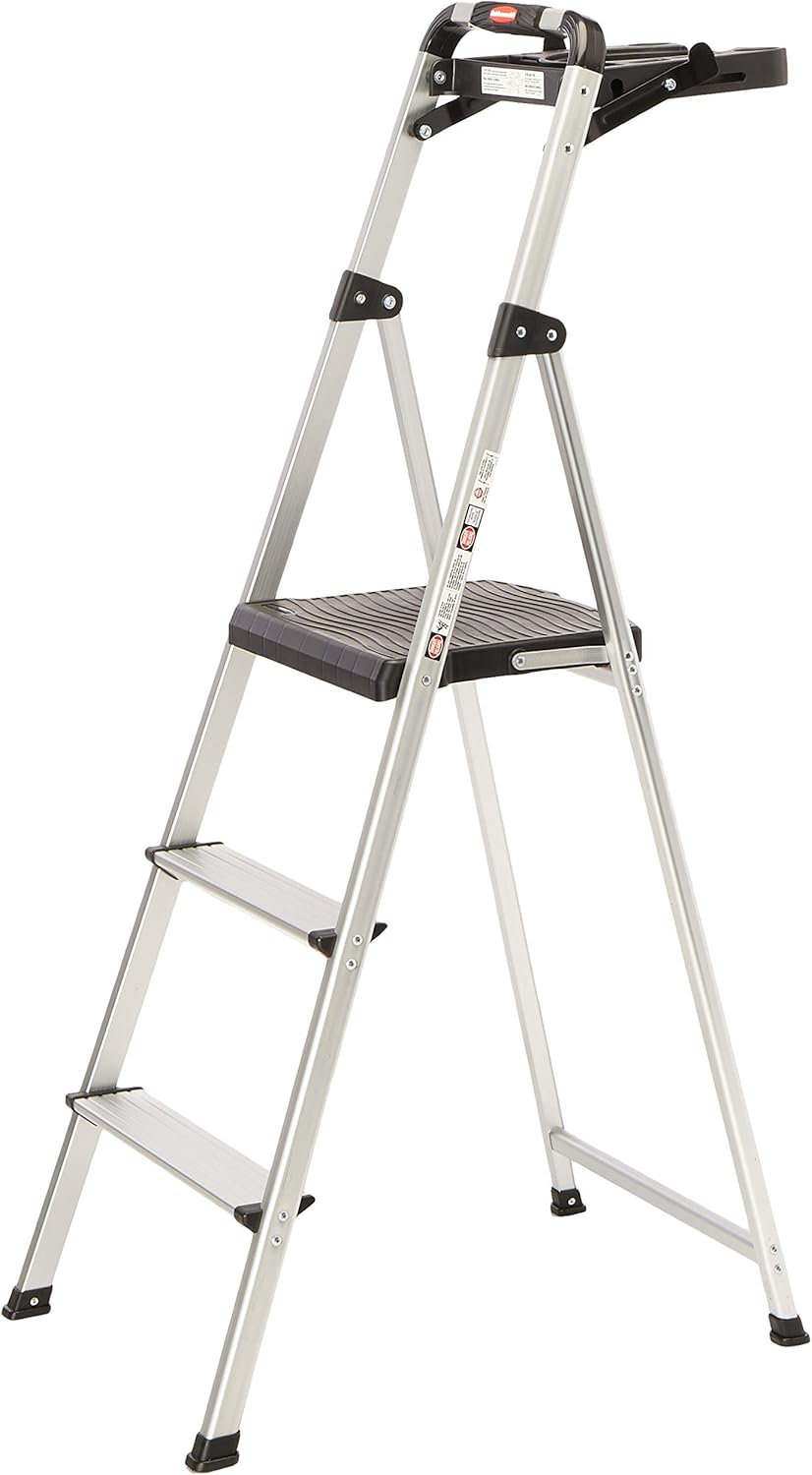 Latitude Run® 3-Step Ladder, Aluminum Lightweight Folding Step Ladder ...